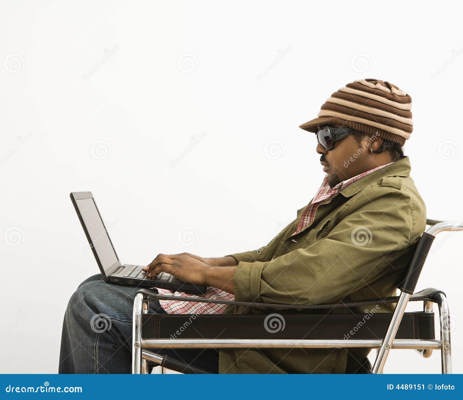 Man on laptop. stock image. Image of technology, knit - 4489151