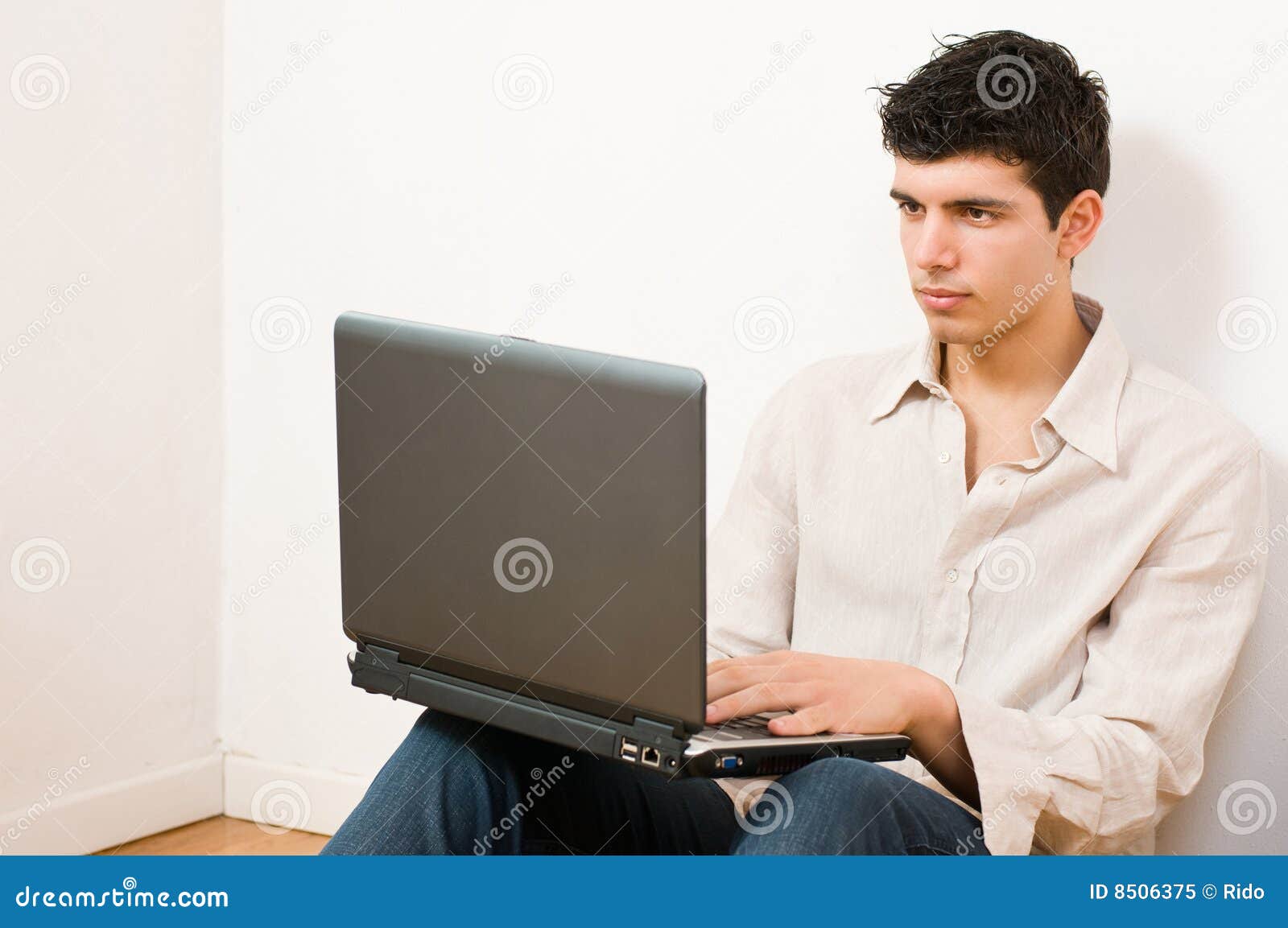 Man on laptop stock image. Image of service, house, notebook - 8506375