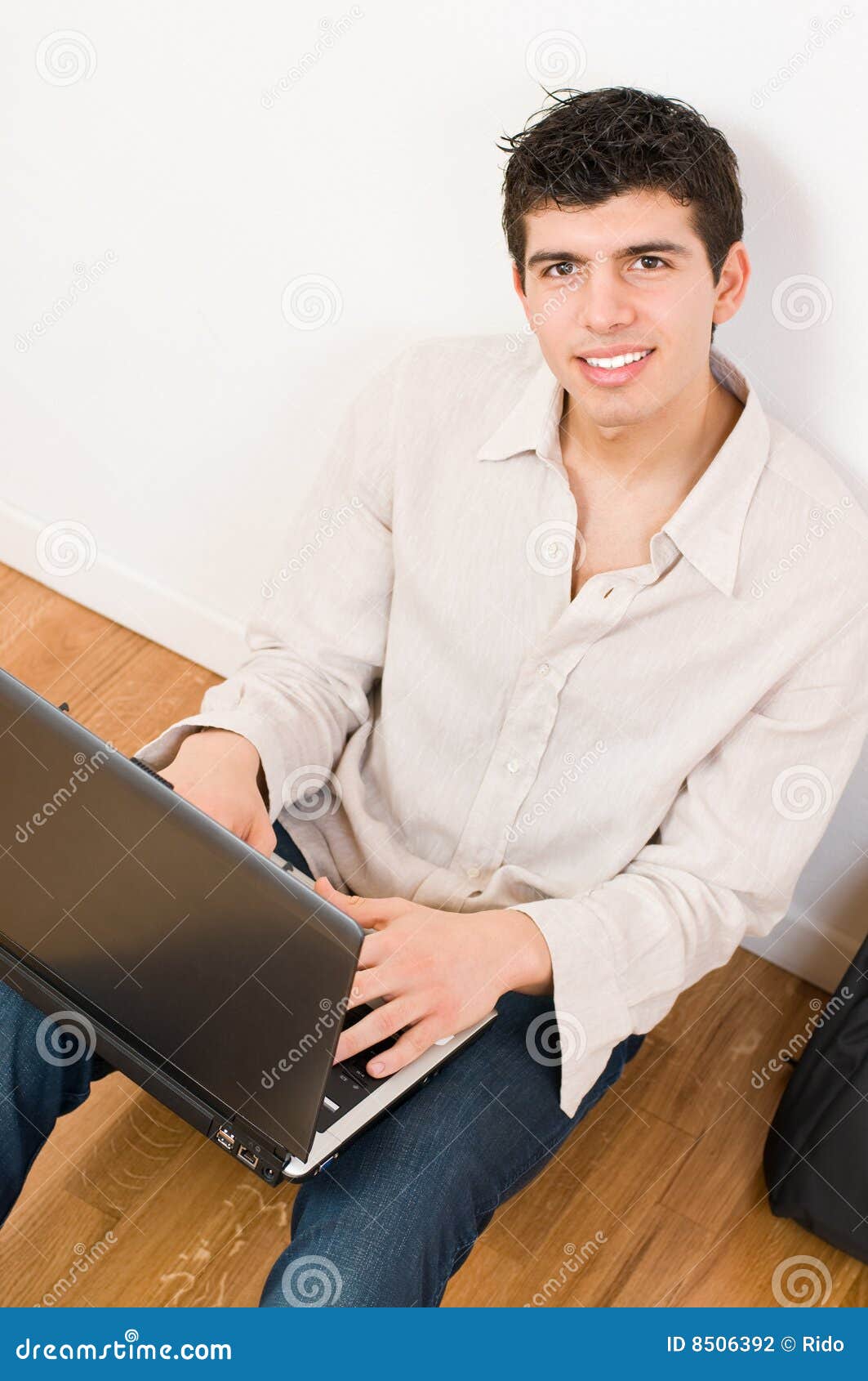 Man on laptop stock photo. Image of person, hispanic, alone - 8506392