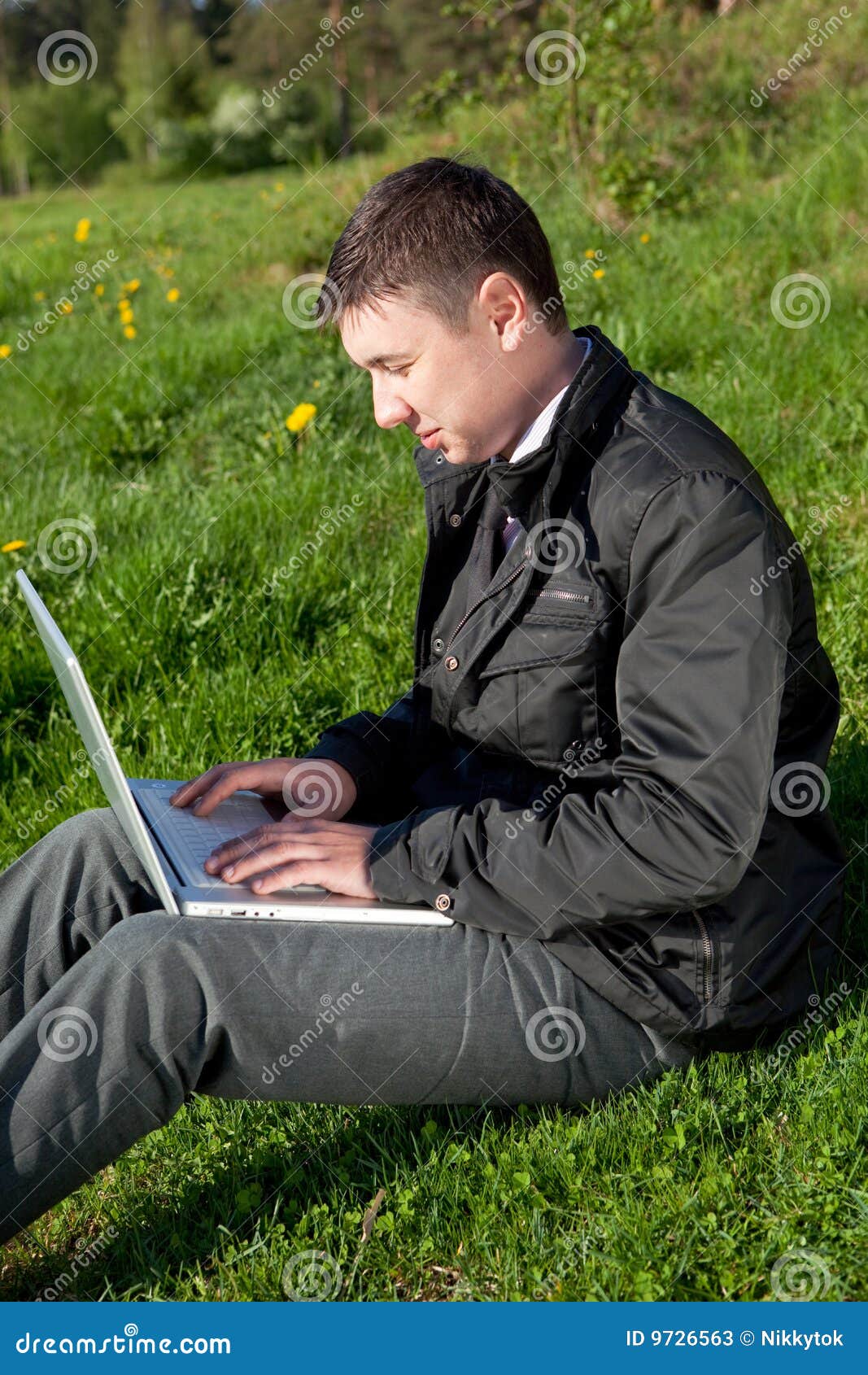 Man with a laptop stock image. Image of exams, green, businessman - 9726563