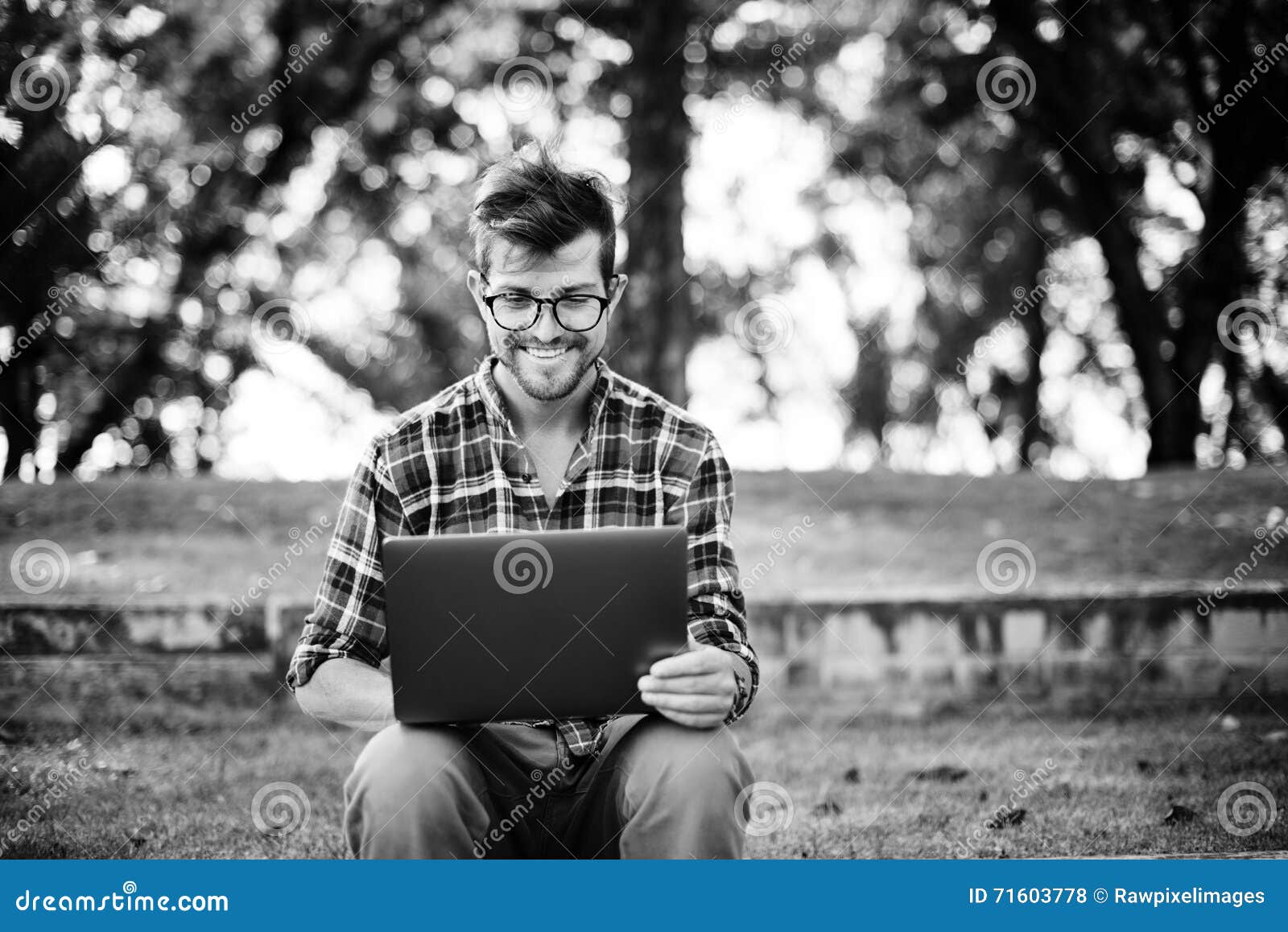 Man Laptop Browsing Searching Social Networking Technology Concept ...