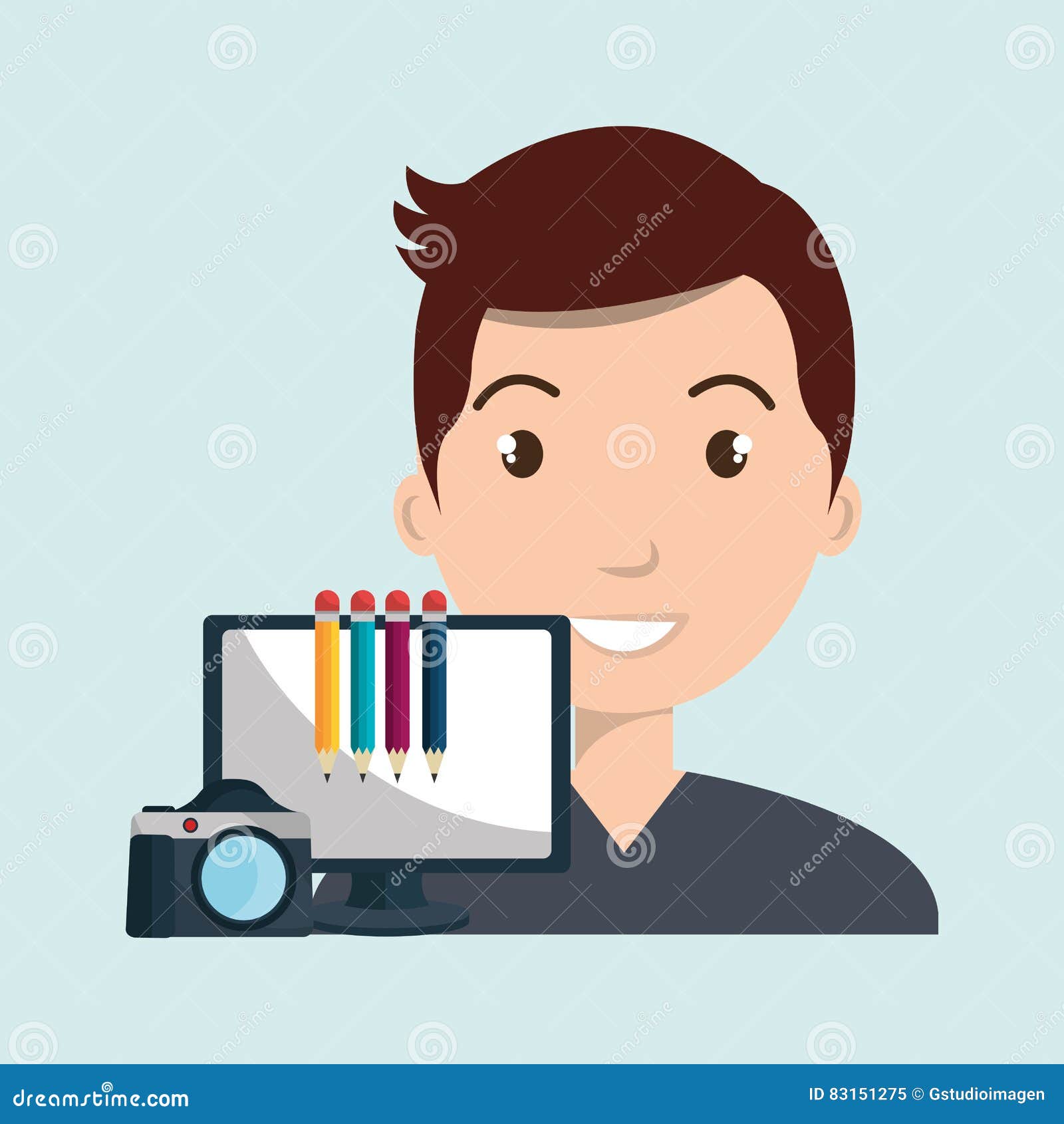 Man Laptop Camera Paint Color Stock Illustration - Illustration of ...