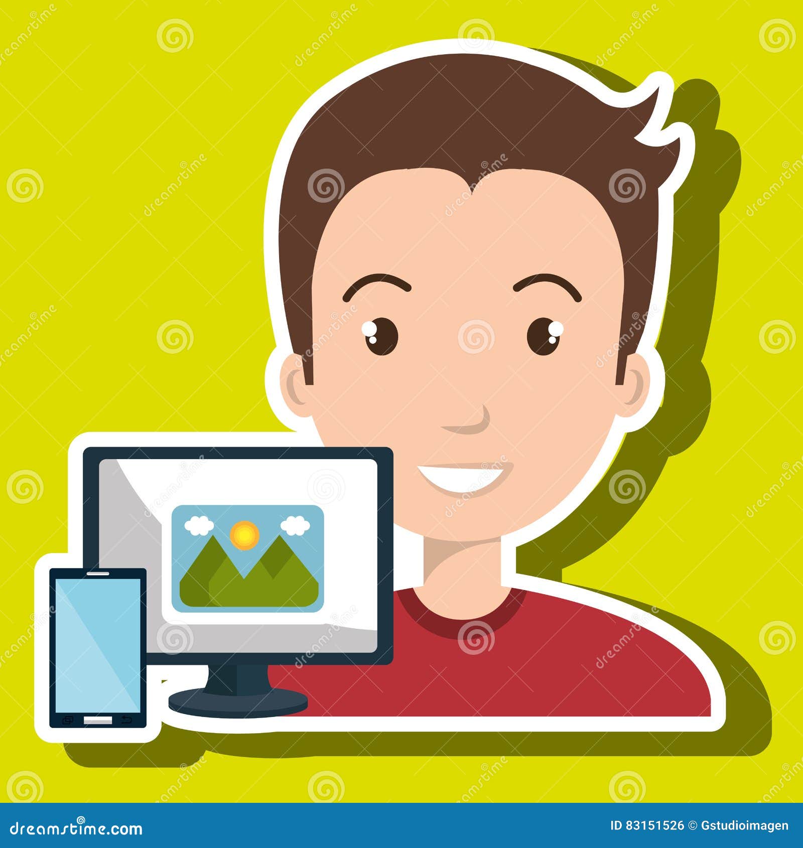 Man Laptop Camera Paint Color Stock Illustration - Illustration of ...