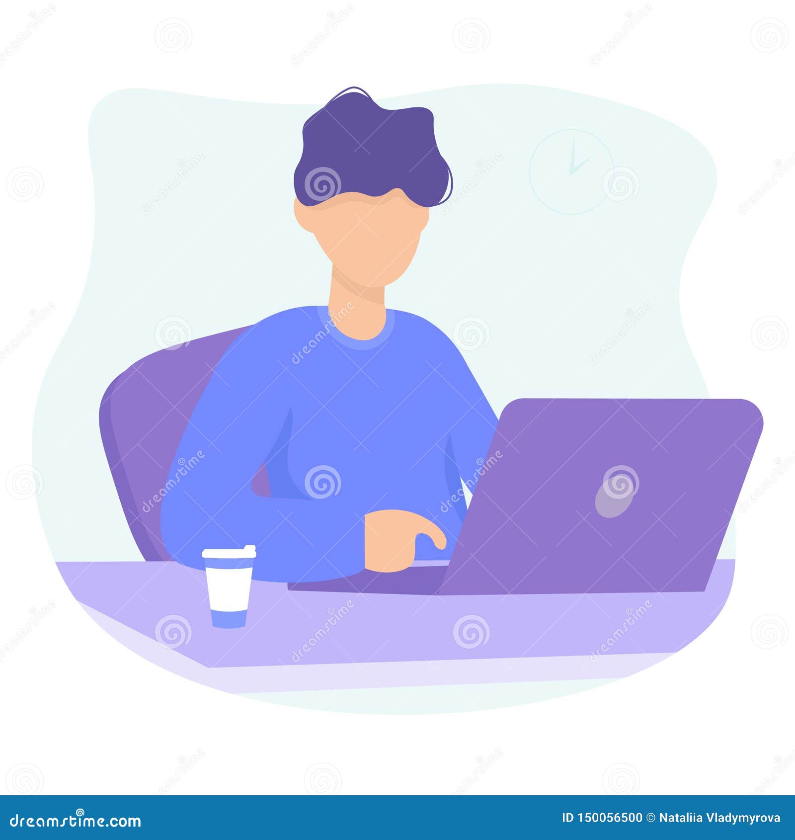 Man with Laptop and Coffe Concept Design Stock Vector - Illustration of ...
