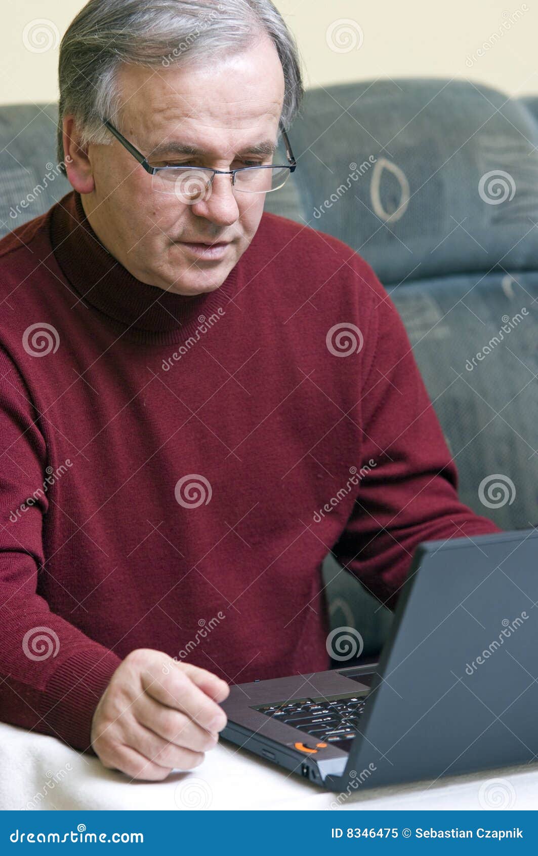 Man with laptop computer stock image. Image of grey, notebook - 8346475