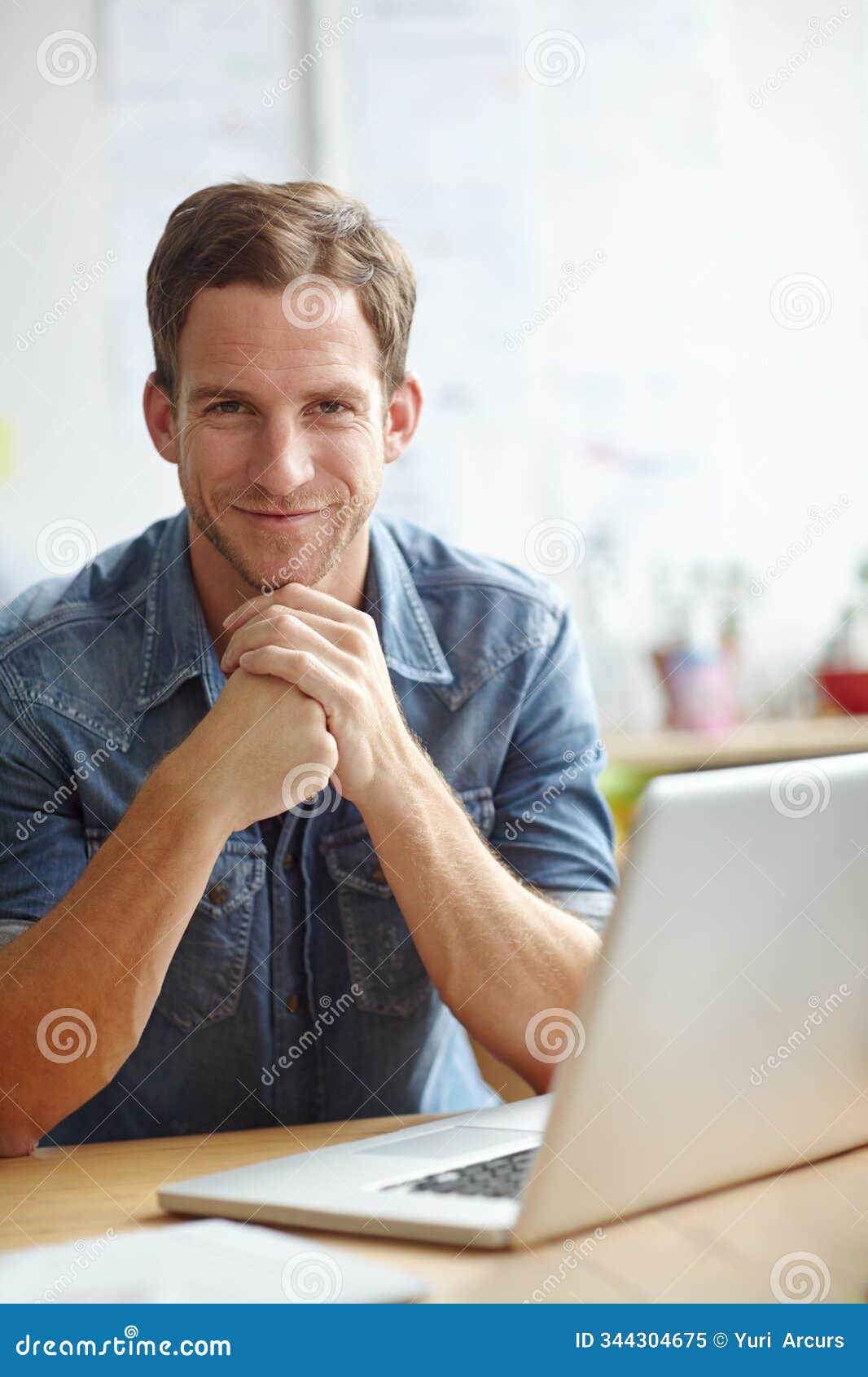 Man, Laptop and Confident in Office for Portrait, Tech Support and ...