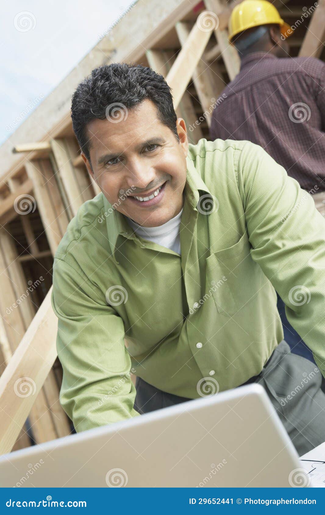 Man with Laptop at Construction Site Stock Image - Image of architect ...
