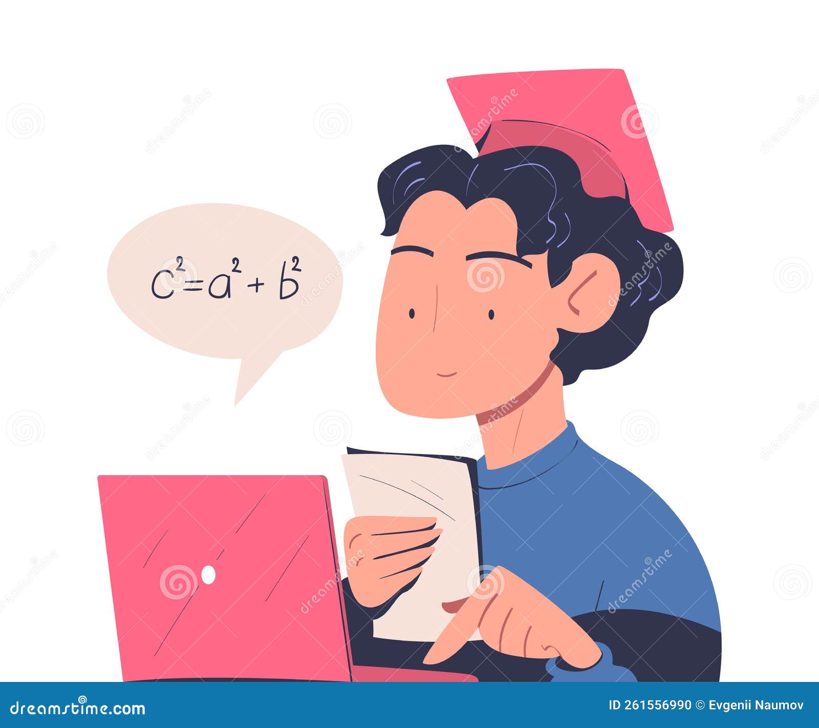 Man at Laptop Engaged in Online Education and E-learning Having Lesson ...