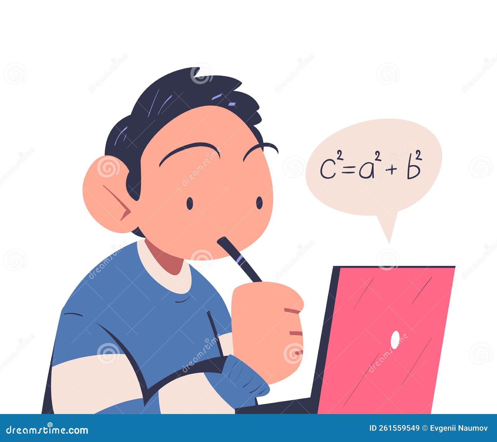 Man at Laptop Engaged in Online Education and E-learning Having Lesson ...