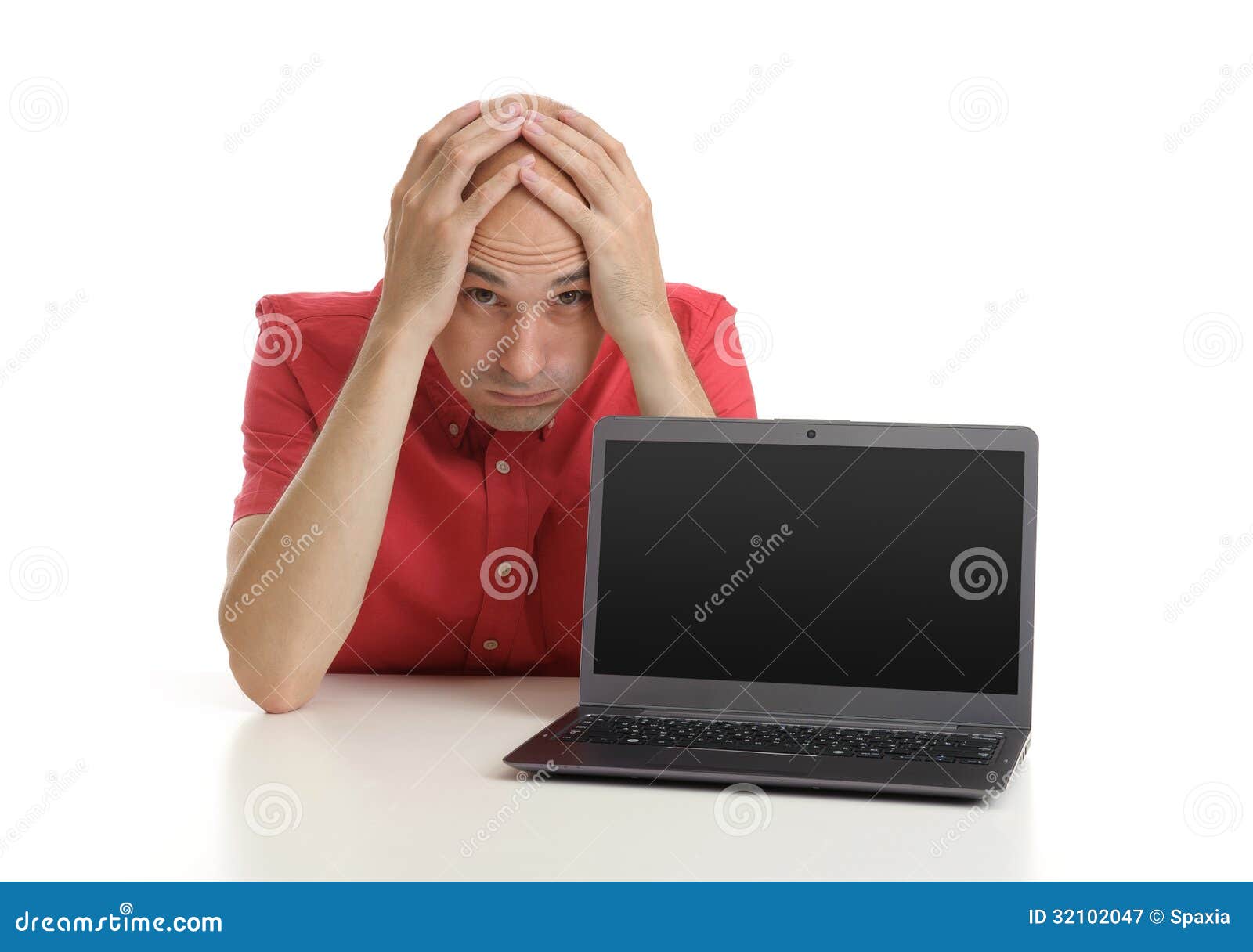 Man with laptop stock image. Image of portrait, work - 32102047