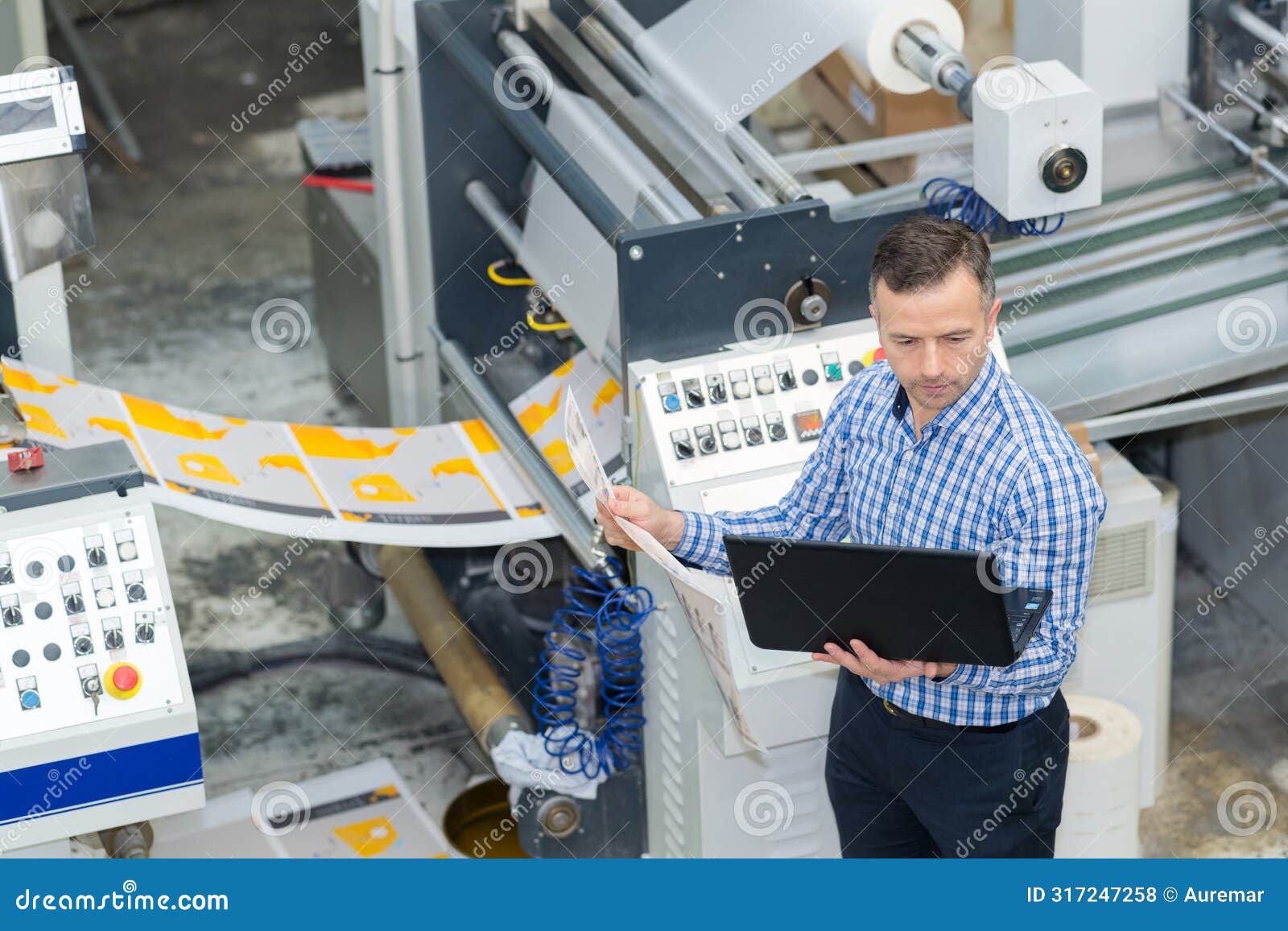 Man with Laptop in Industrial Printing Works Stock Photo - Image of ...