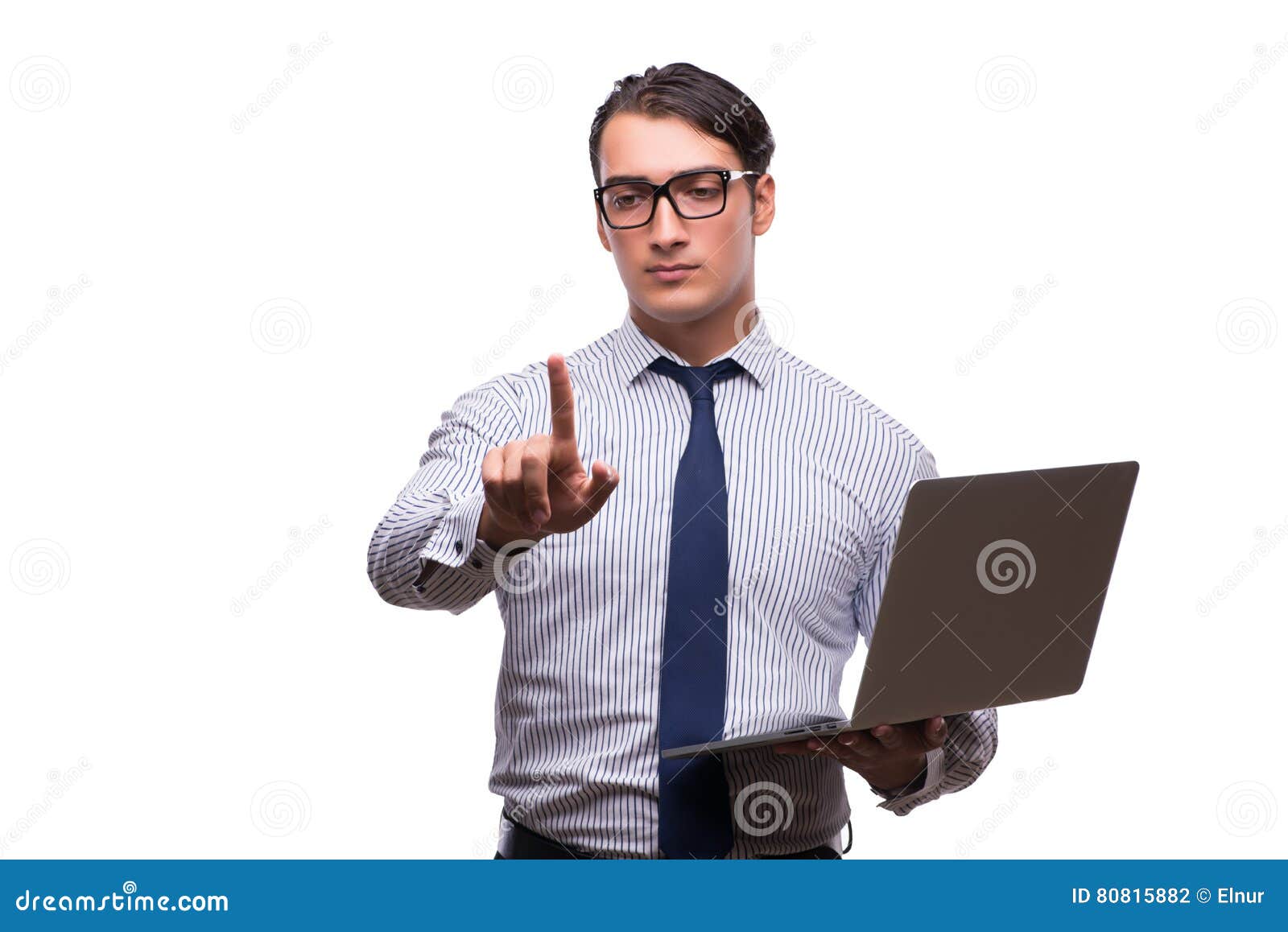 The Man with Laptop Isolated on White Stock Photo - Image of handsome ...