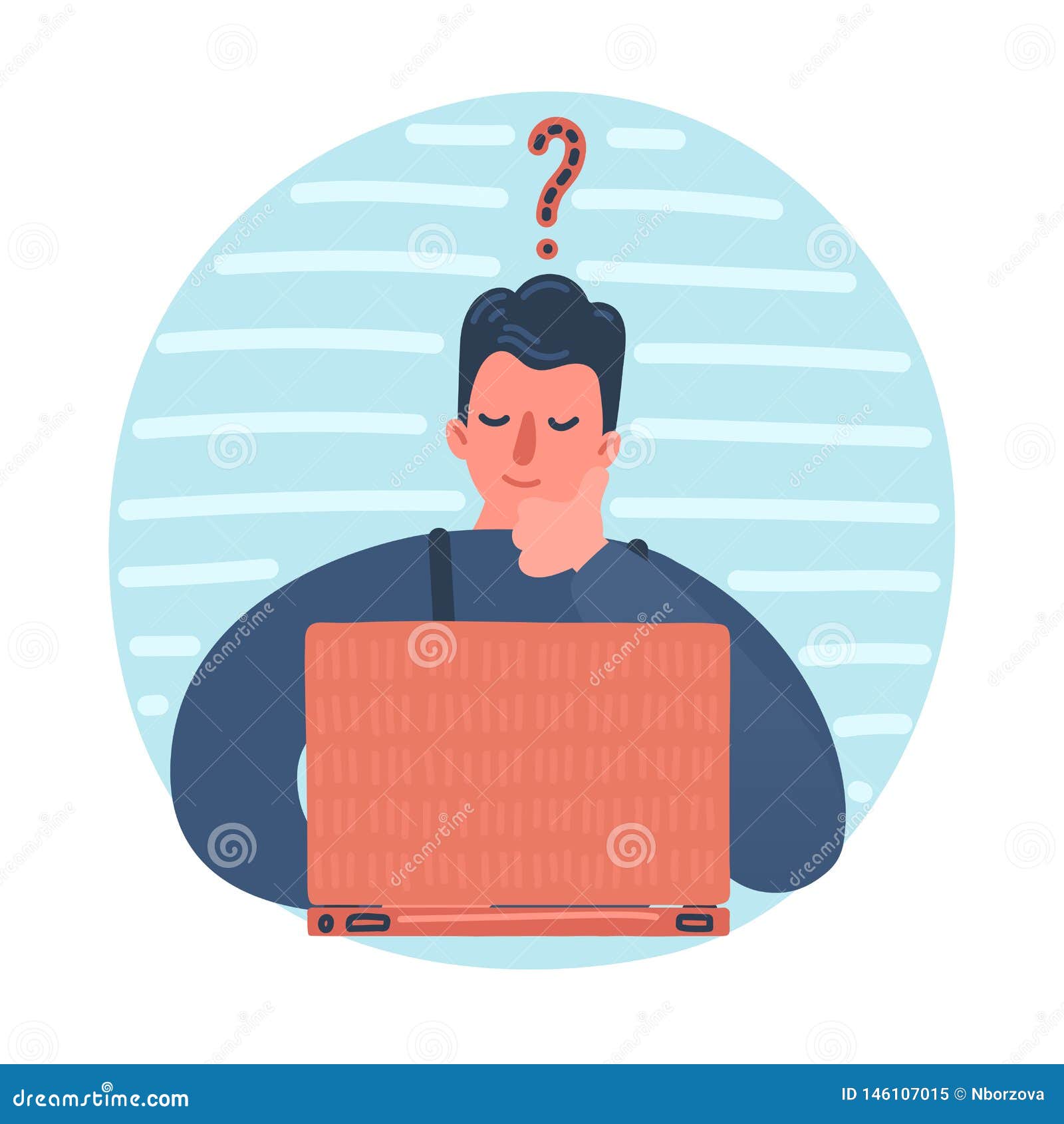 Man with Laptop and Question Mark Stock Vector - Illustration of icon ...