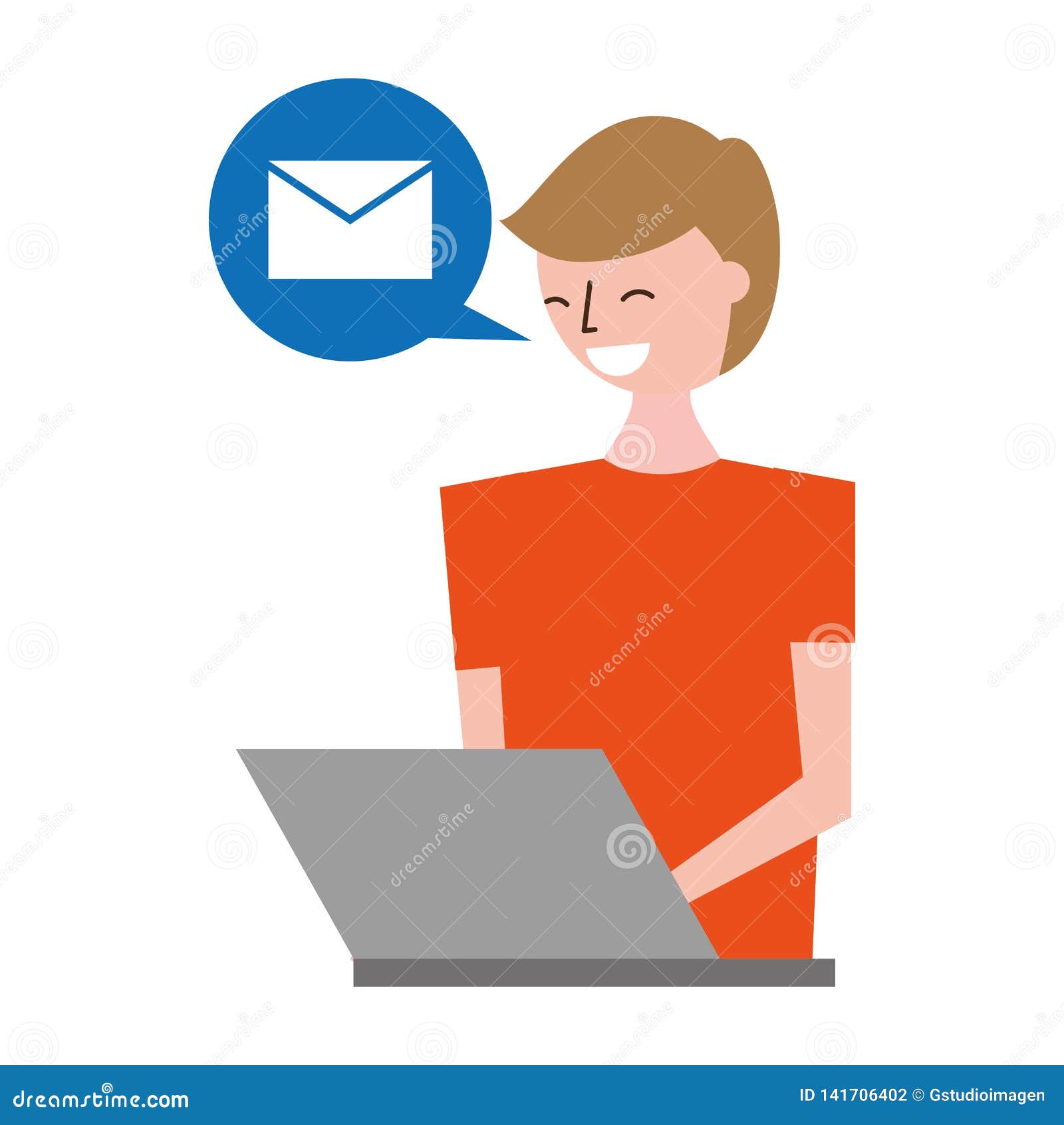 Man with Laptop Receiving Email Stock Vector - Illustration of vector ...