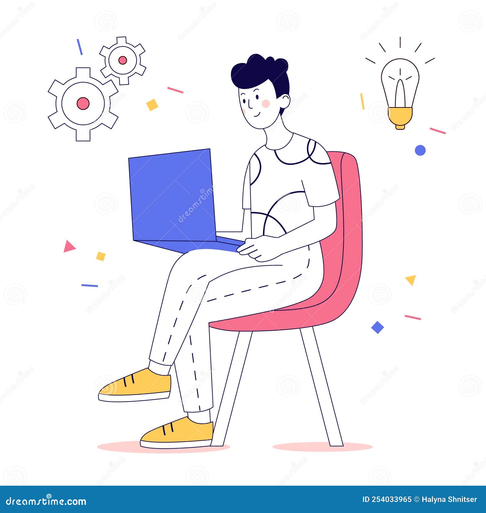 Man Working Or Learning From Home Having Online Videoconference On ...