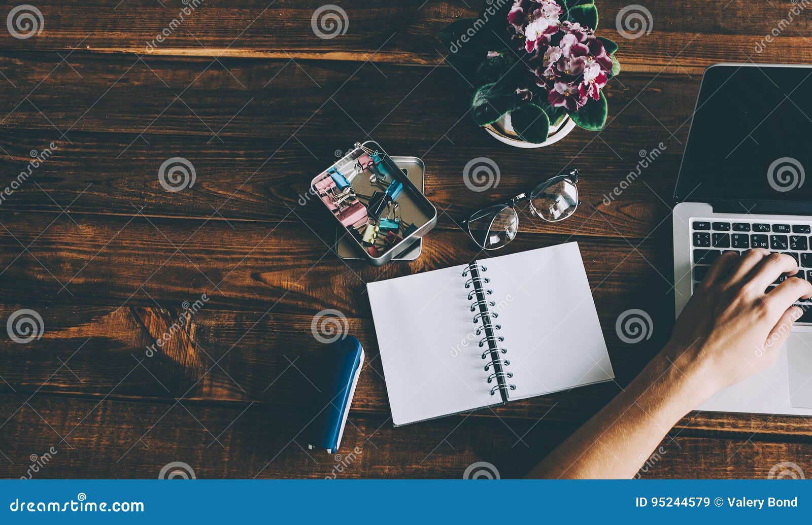 Man and Laptop stock image. Image of flower, messy, notepad - 95244579