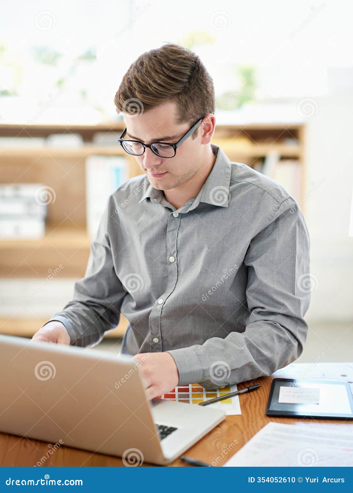 Man, Laptop and Web Design with Color Palette at Office, Startup and ...