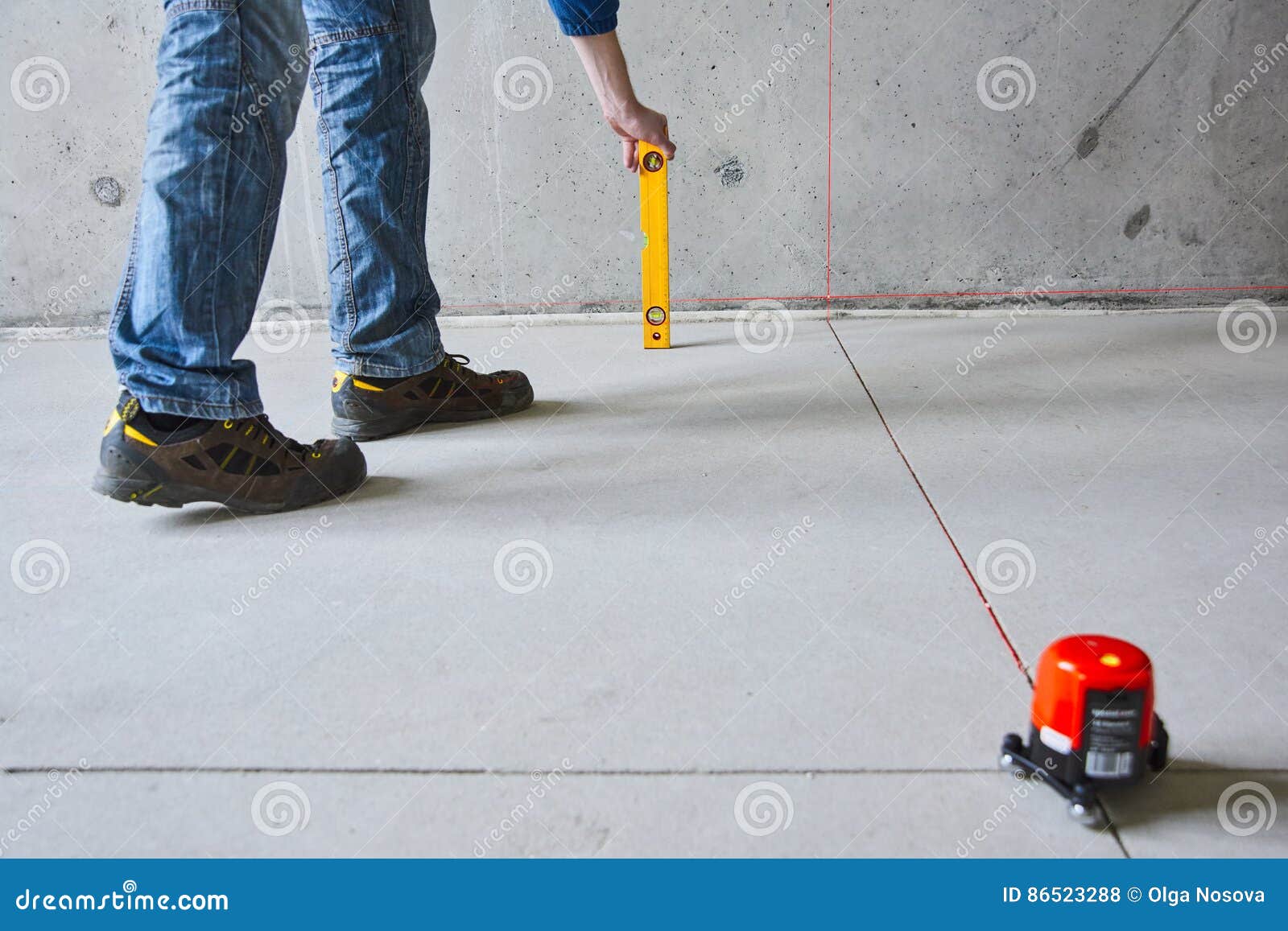 Man with laser level stock photo. Image of tools, level - 86523288