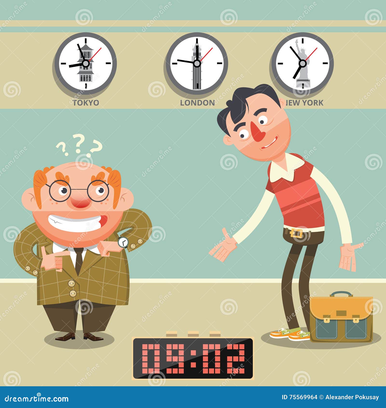 Man Late for Appointment Cartoon Vector Stock Vector - Illustration of ...