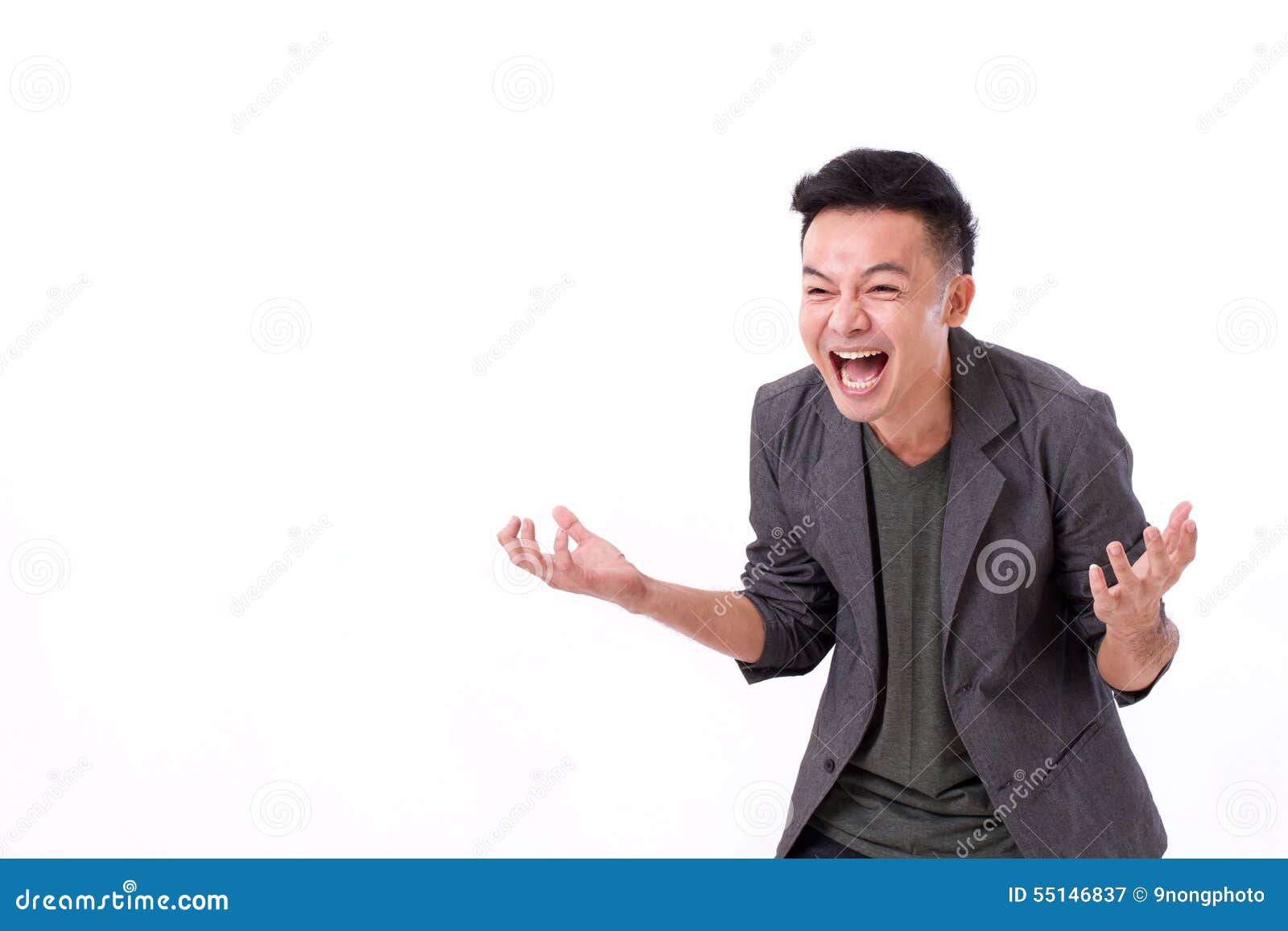 Man Laughing with Blank Space for Text Stock Image - Image of people ...