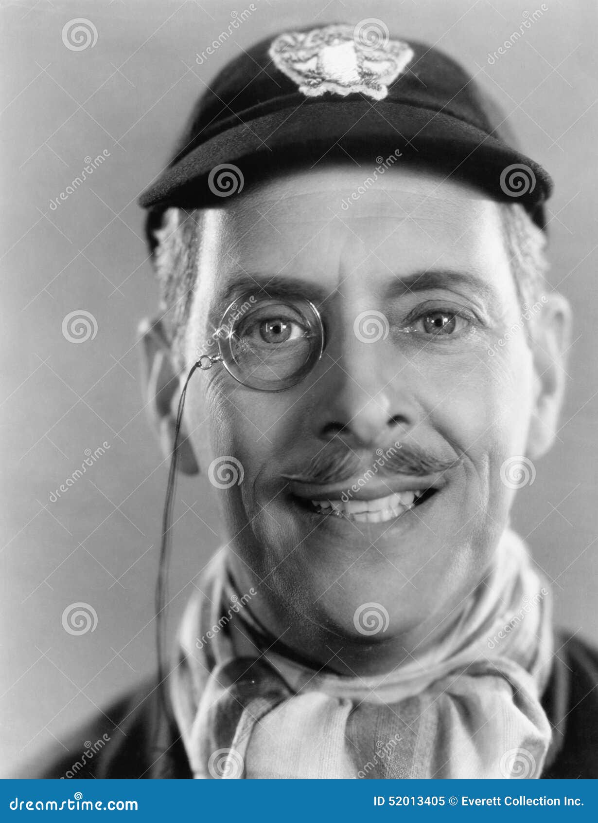 Man Laughing and a Monocle and a Cap in His Head Stock Image - Image of ...