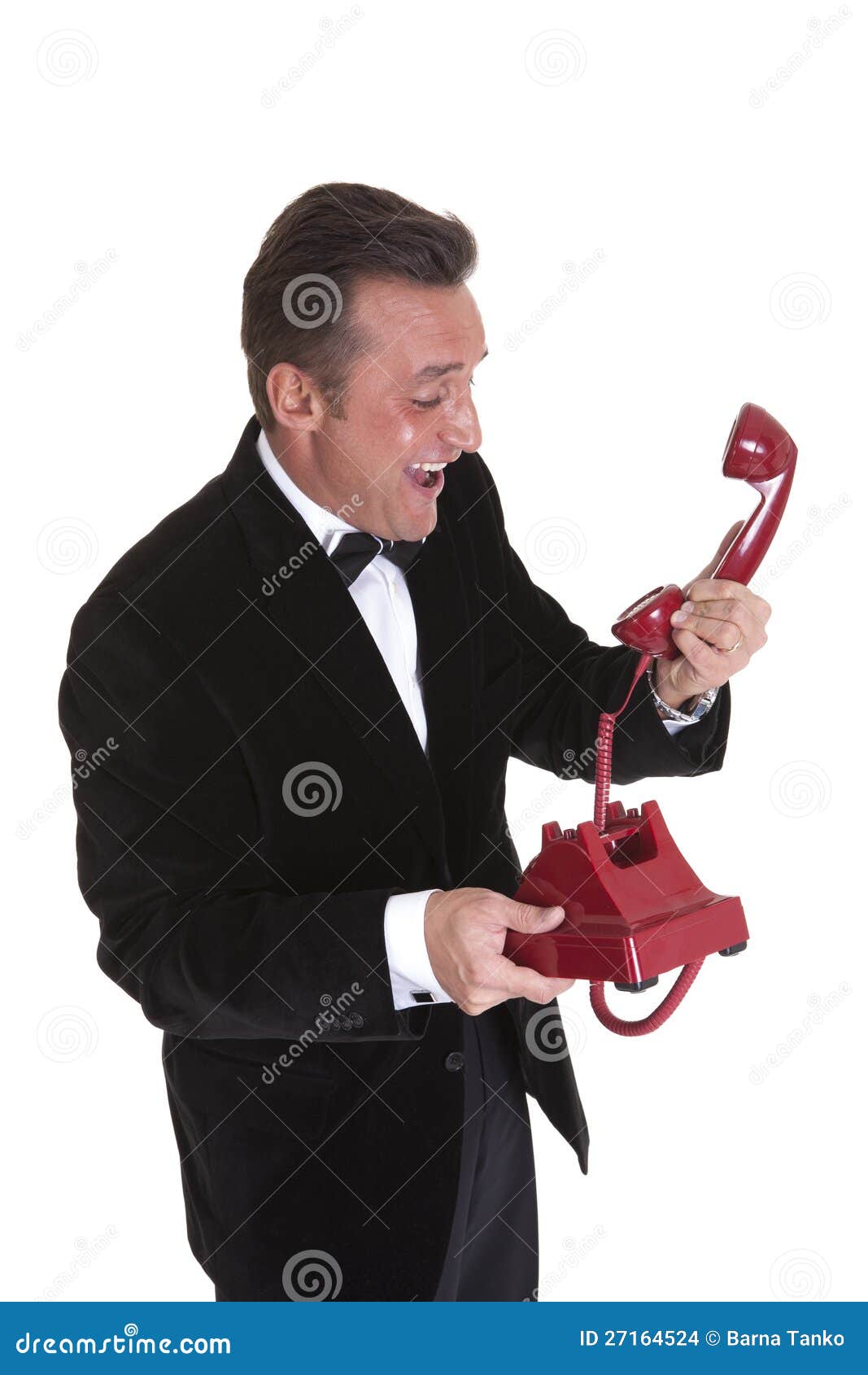 Man laughing at the phone stock photo. Image of joke - 27164524