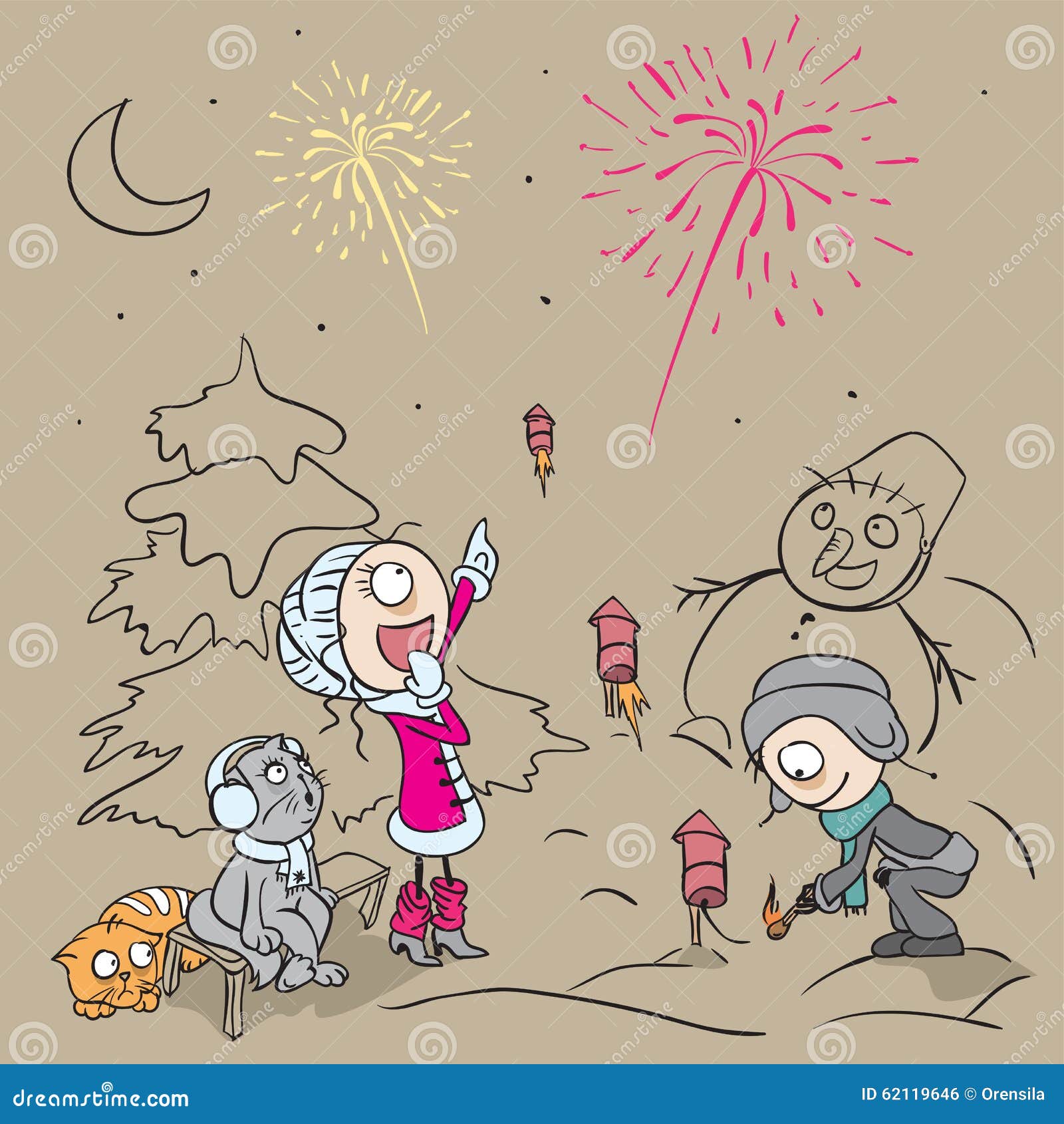 Launches Fireworks Cartoon Vector | CartoonDealer.com #77252083