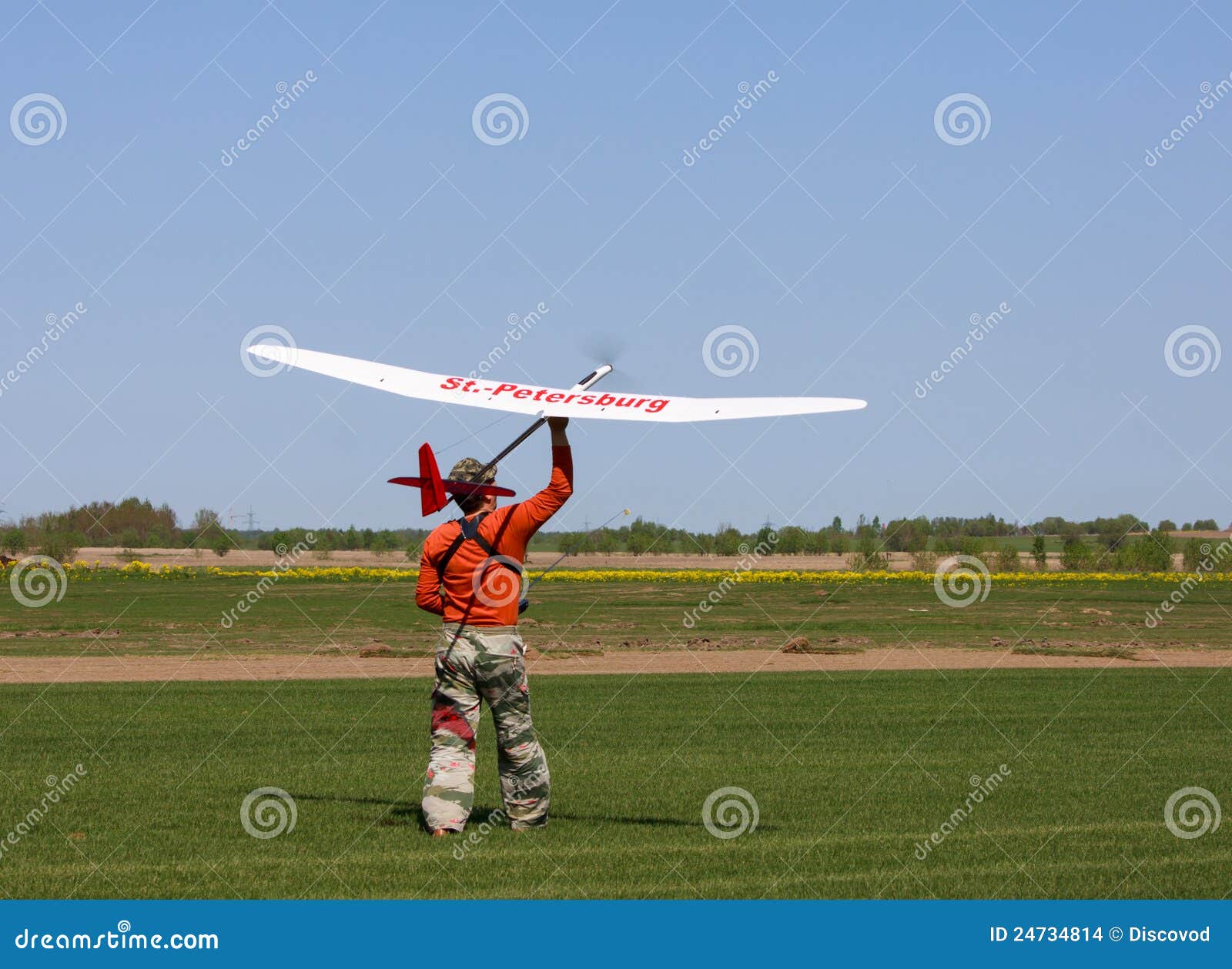 Man Launches into the Sky RC Glider Stock Photo - Image of airplane ...