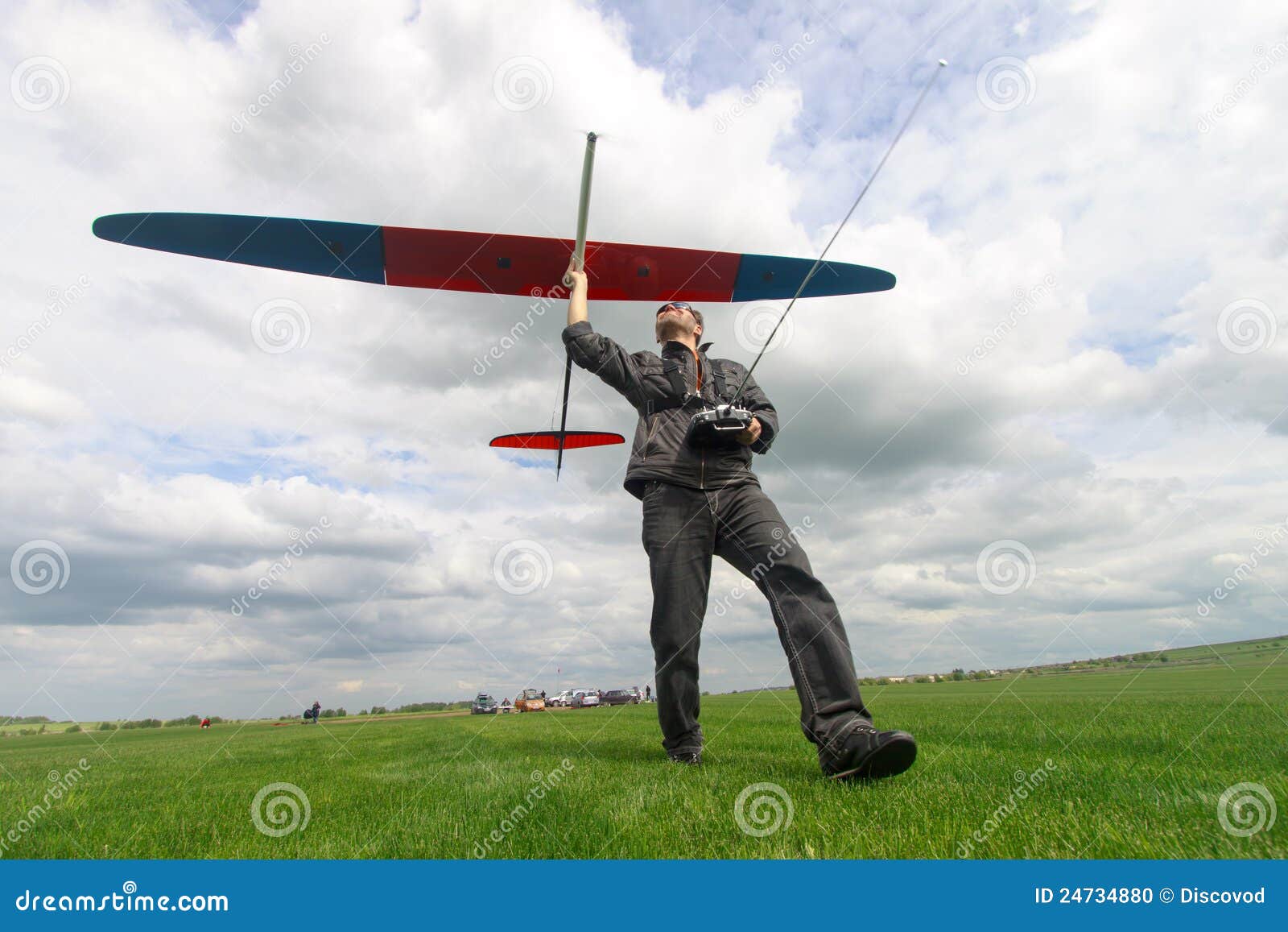 Man Launches into the Sky RC Glider Stock Photo - Image of avia, plane ...