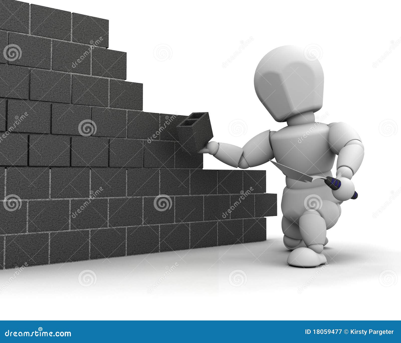 Man Laying Blocks Building a Wall Stock Illustration - Illustration of ...