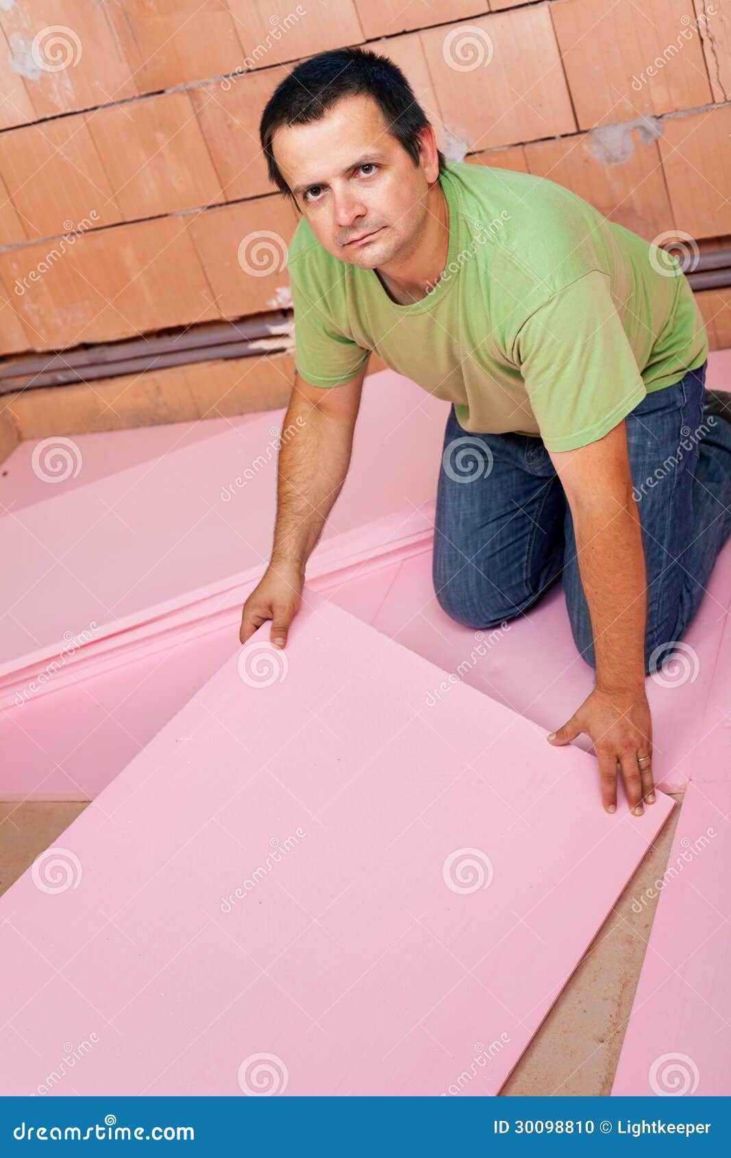 Laying Insulation Layer on the Floor Stock Photo - Image of insulator ...
