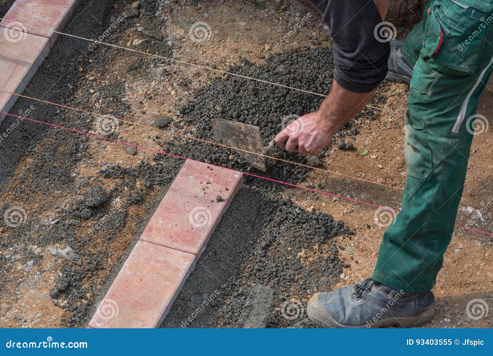 Man is Laying Paving Stones. Stock Image - Image of paving, business ...