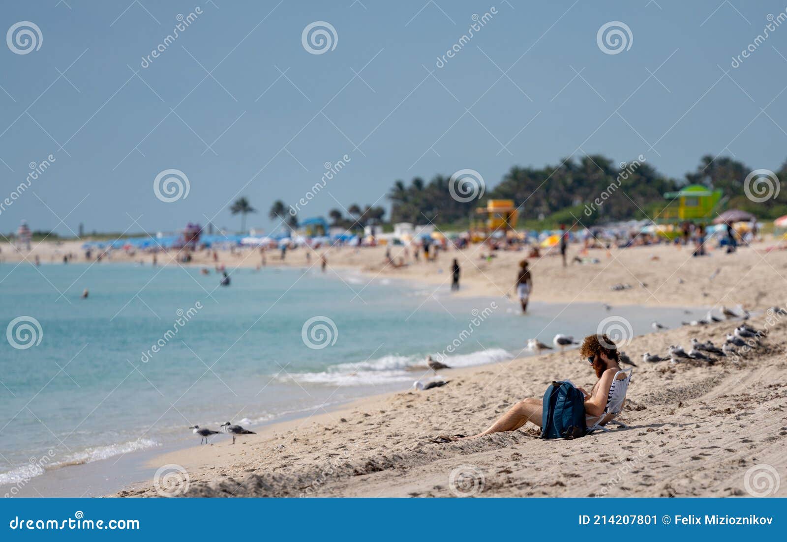 Man Laying on the Sand during Miami Beach Spring Break Editorial Photo ...