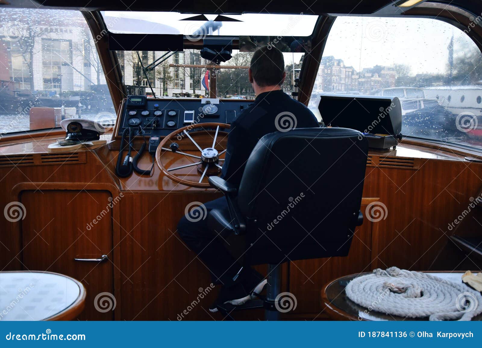 A Man Leads a Ship through the Canals, the Driver a Sailor Photo Back ...