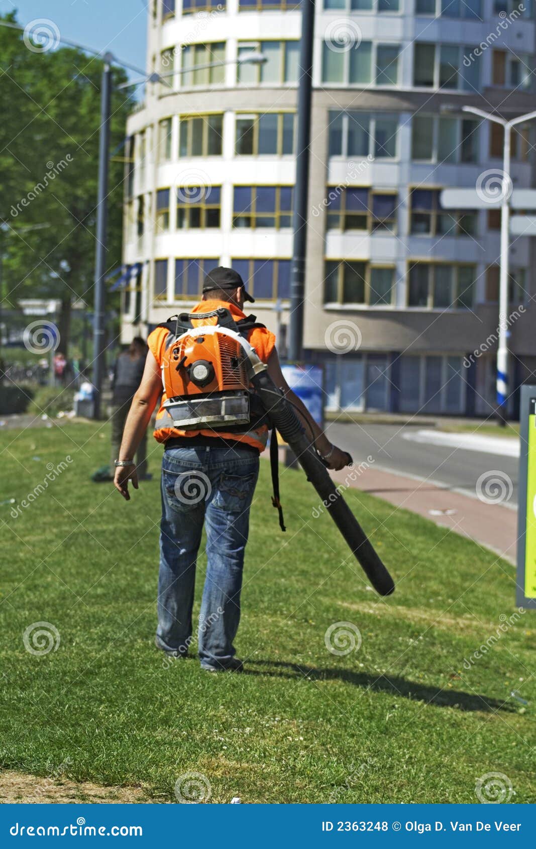 Man with leaf blower stock photo. Image of active, leaf - 2363248