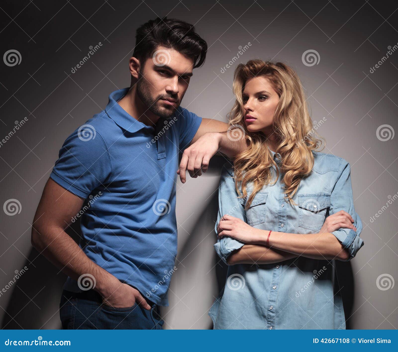 Man Leaning Against His Girlfriend Stock Photo - Image of couple ...