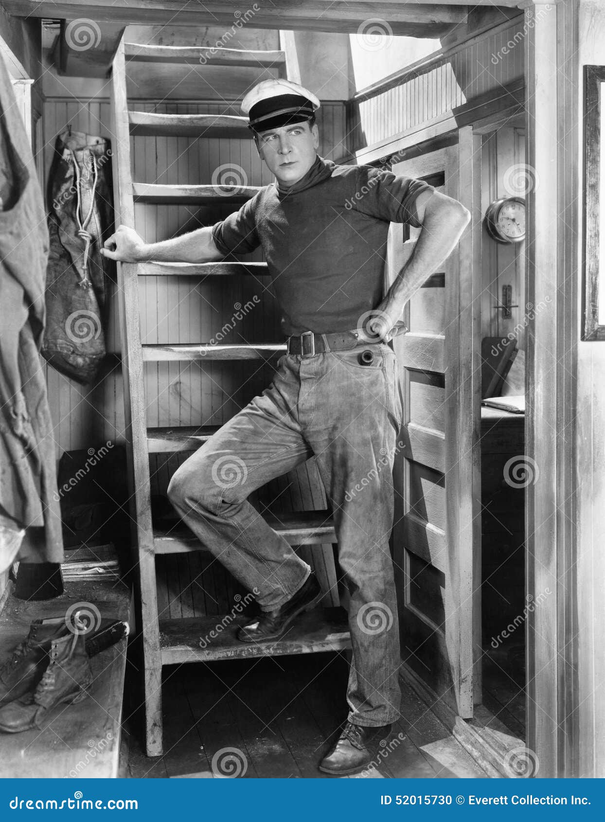 Man Leaning Against a Ladder Stock Photo - Image of fashioned, 19101940 ...
