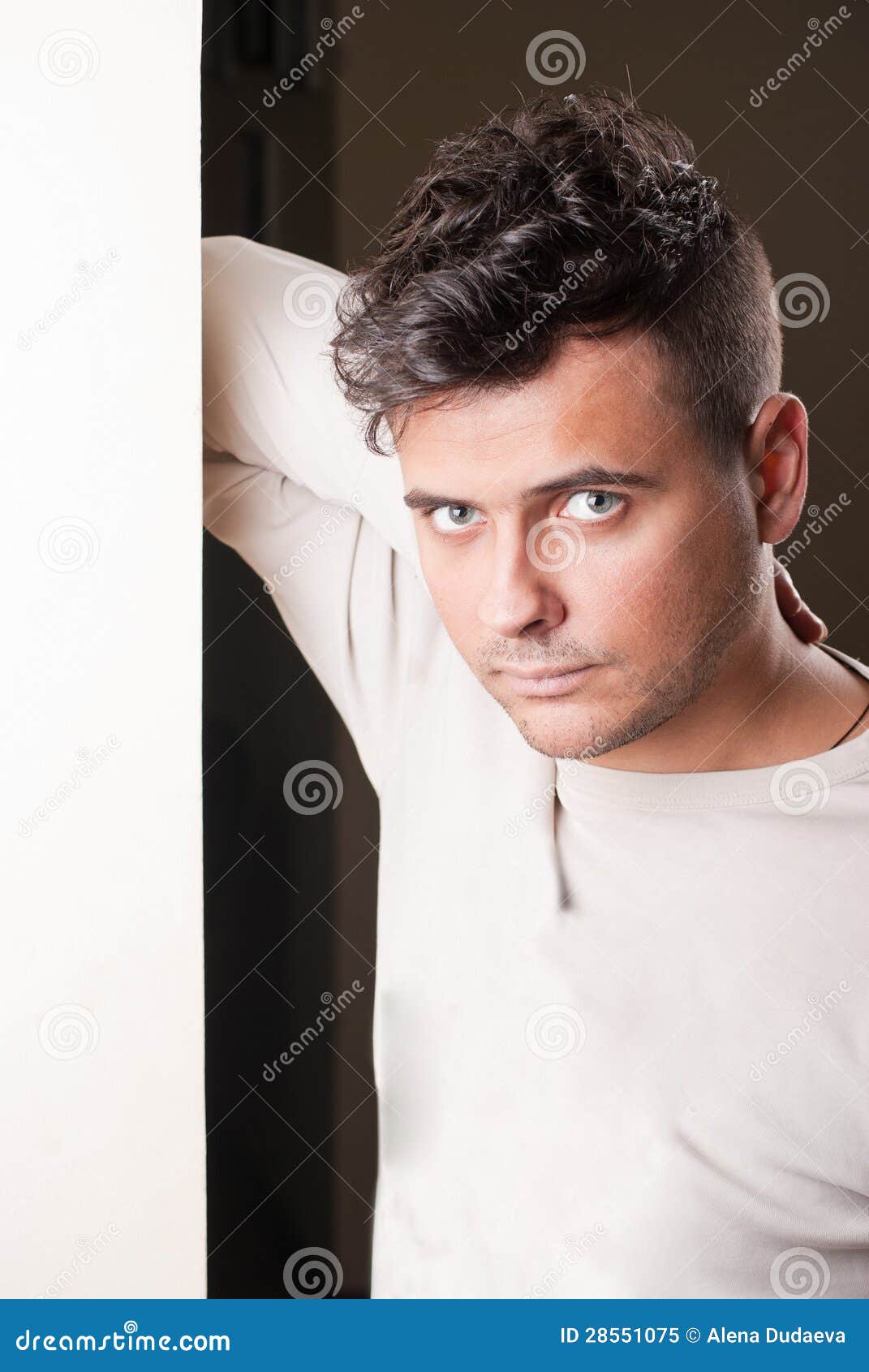 Man Leaning Against the Wall Stock Image - Image of model, relax: 28551075