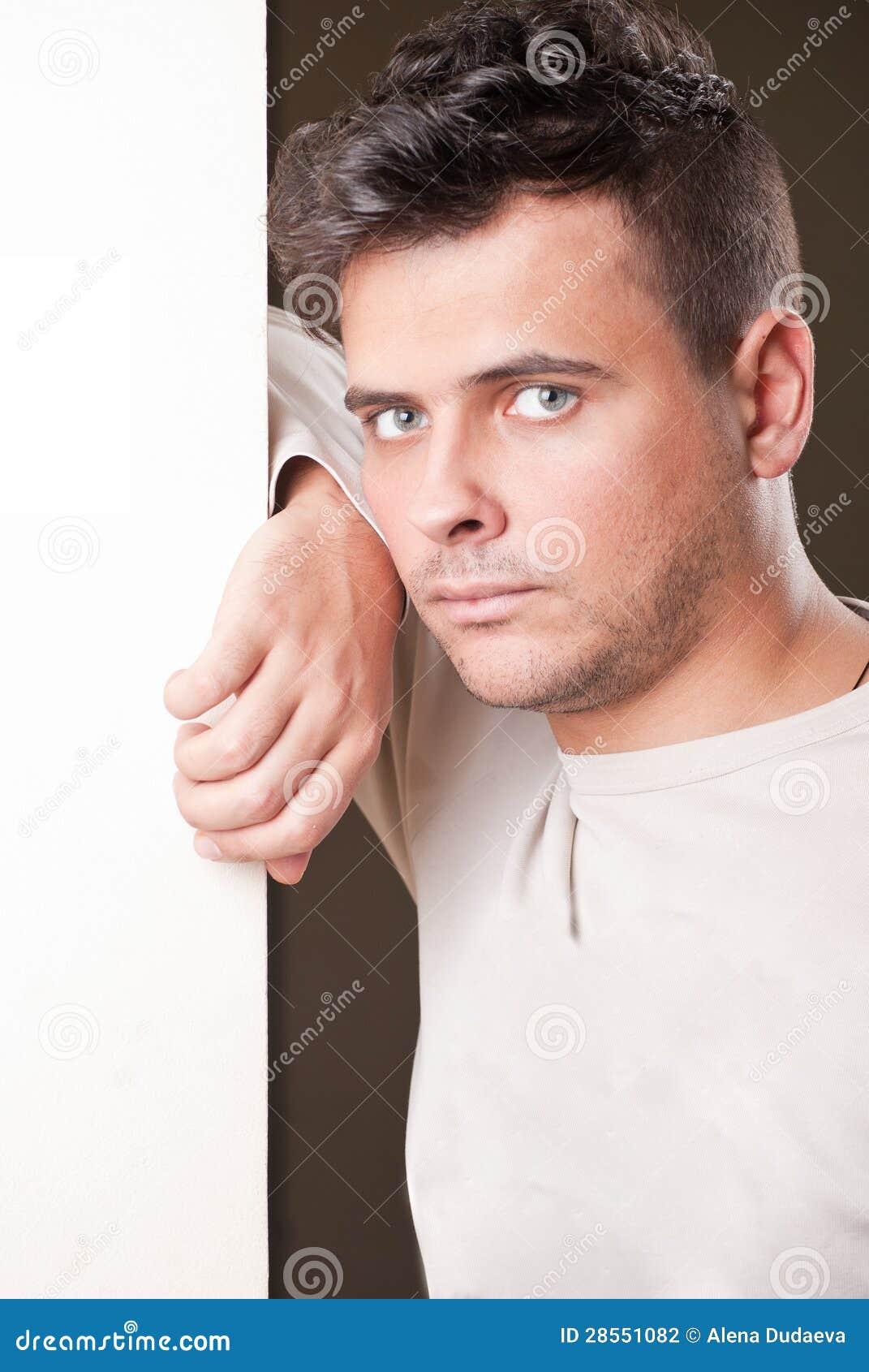 Man Leaning Against the Wall Stock Photo - Image of copy, length: 28551082