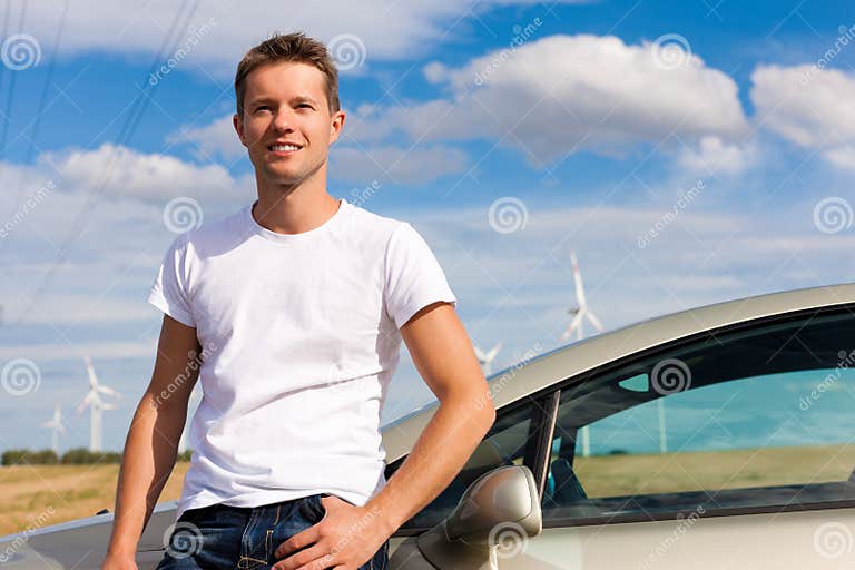 Man leaning on his car stock image. Image of street, auto - 22336059