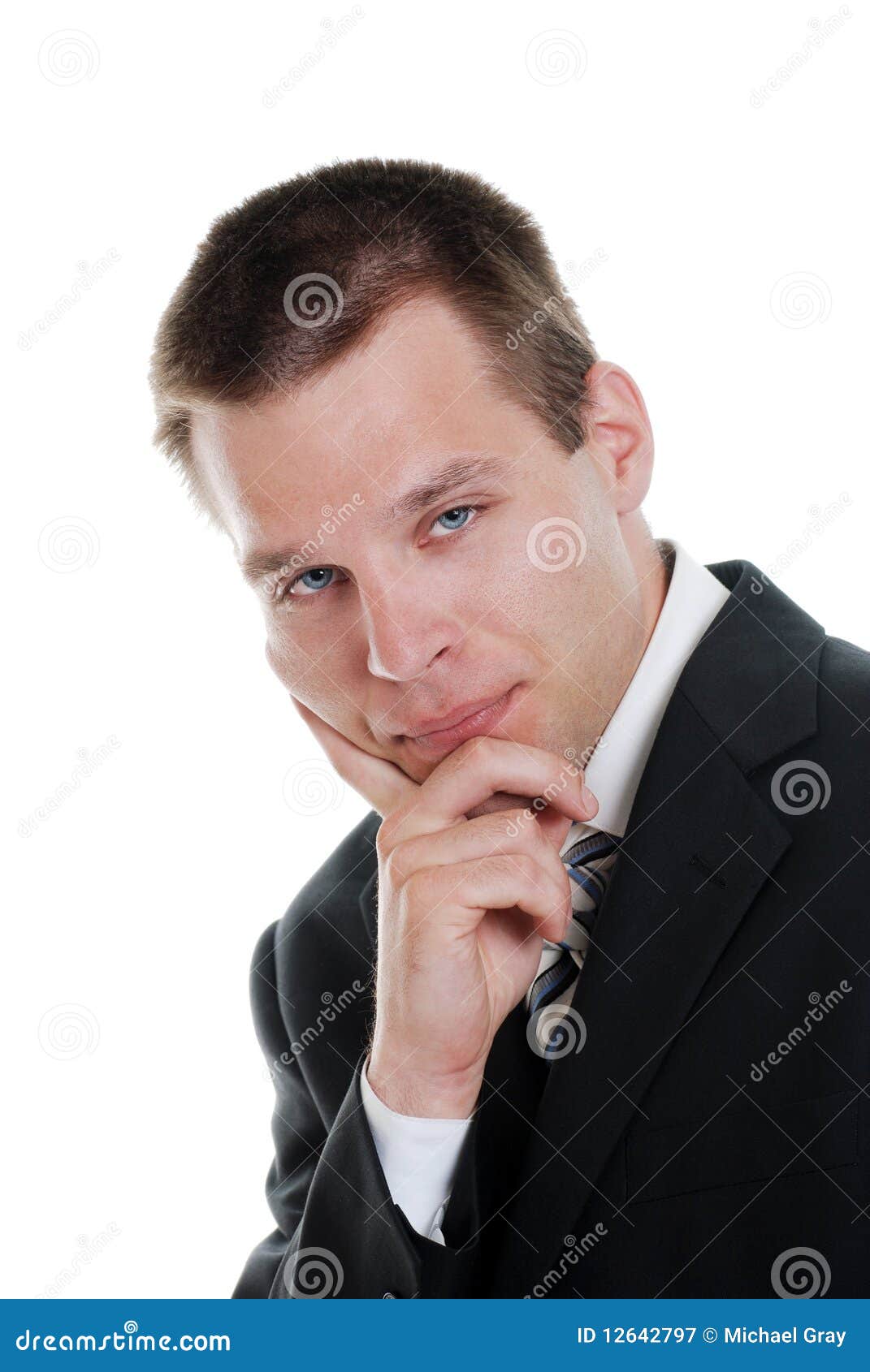 Man Leaning on His Hand stock image. Image of handsome - 12642797