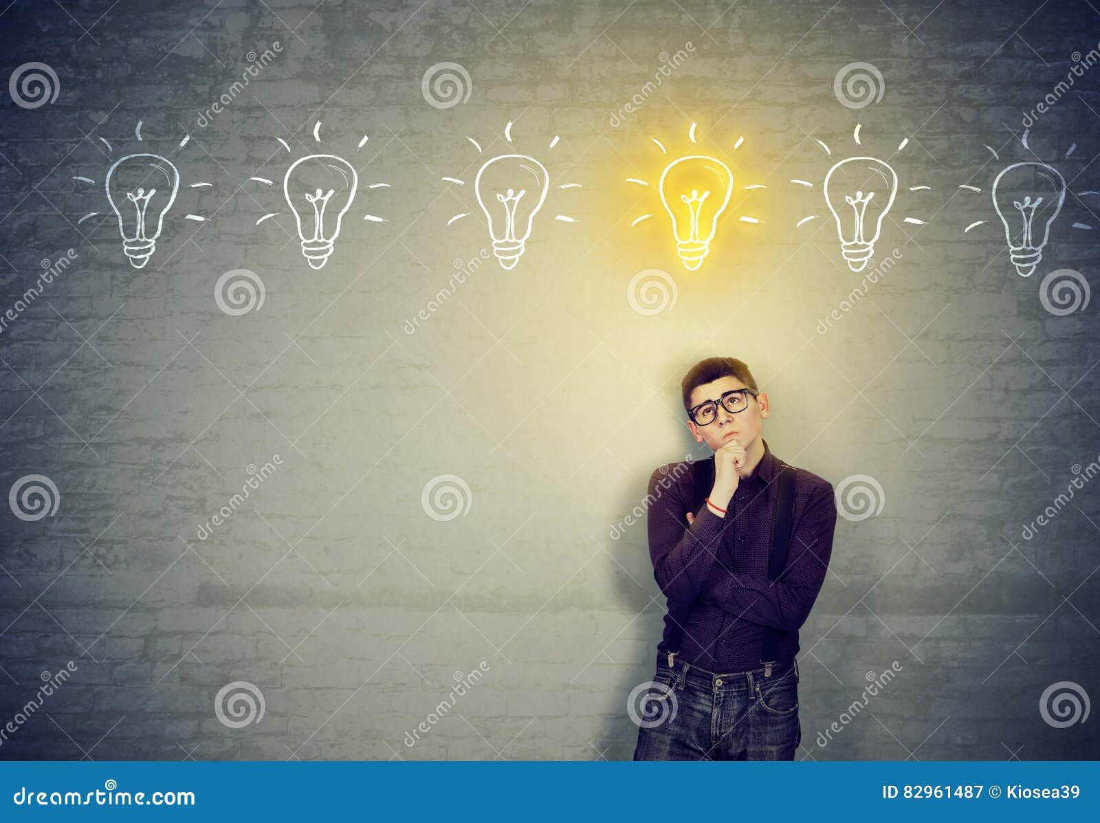 Man Leaning on a Wall Looking for Best Solution Idea Stock Image ...