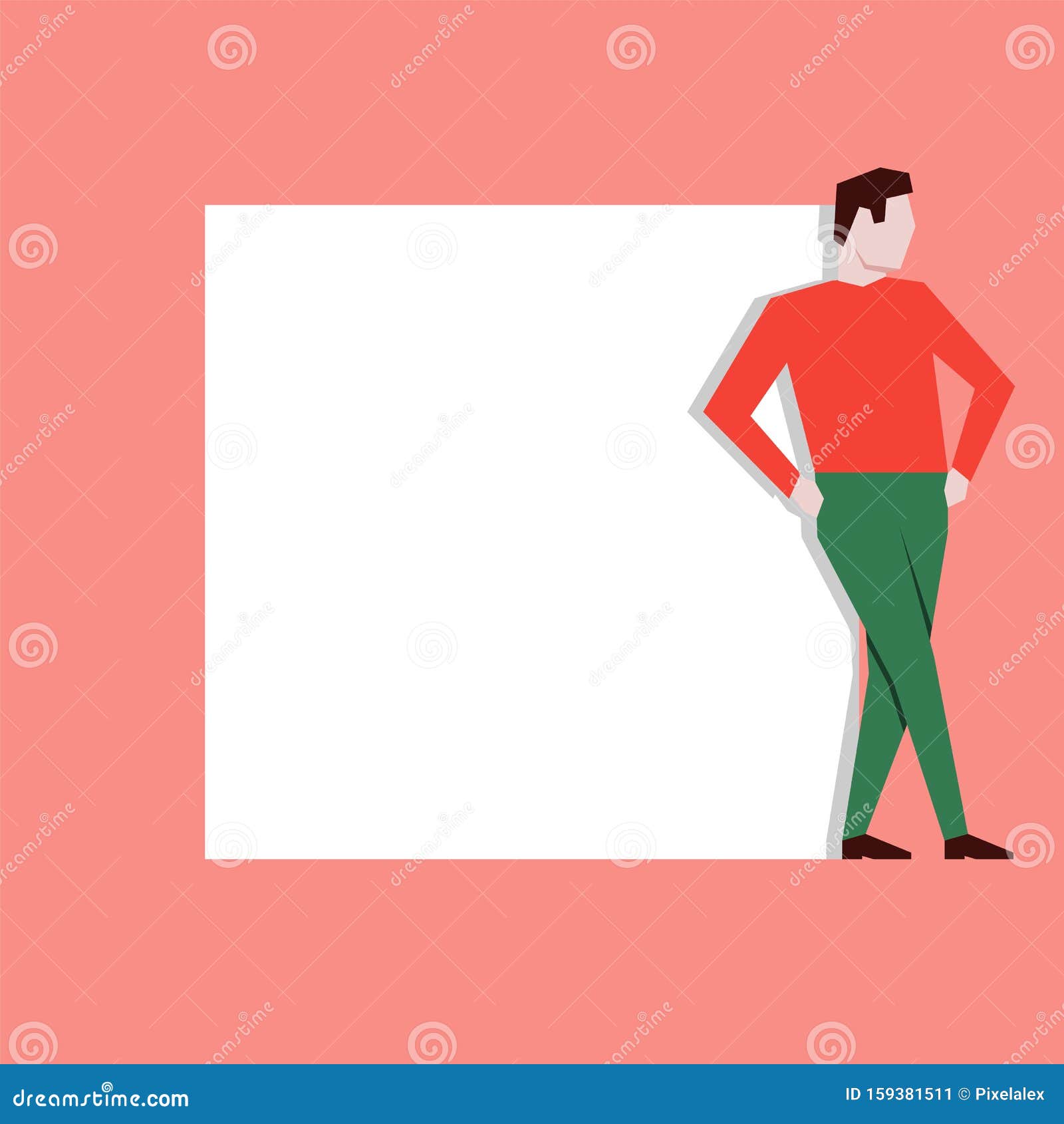 Man Leaning on White Stand. Vector Illustration Stock Vector ...