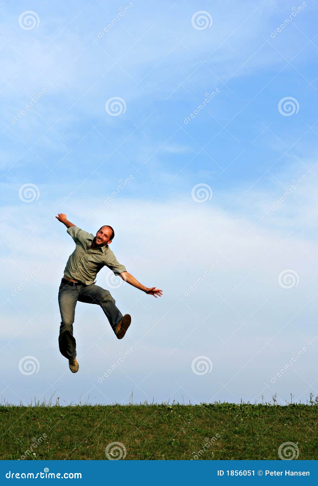 Man leaping playfully stock image. Image of leap, smile - 1856051