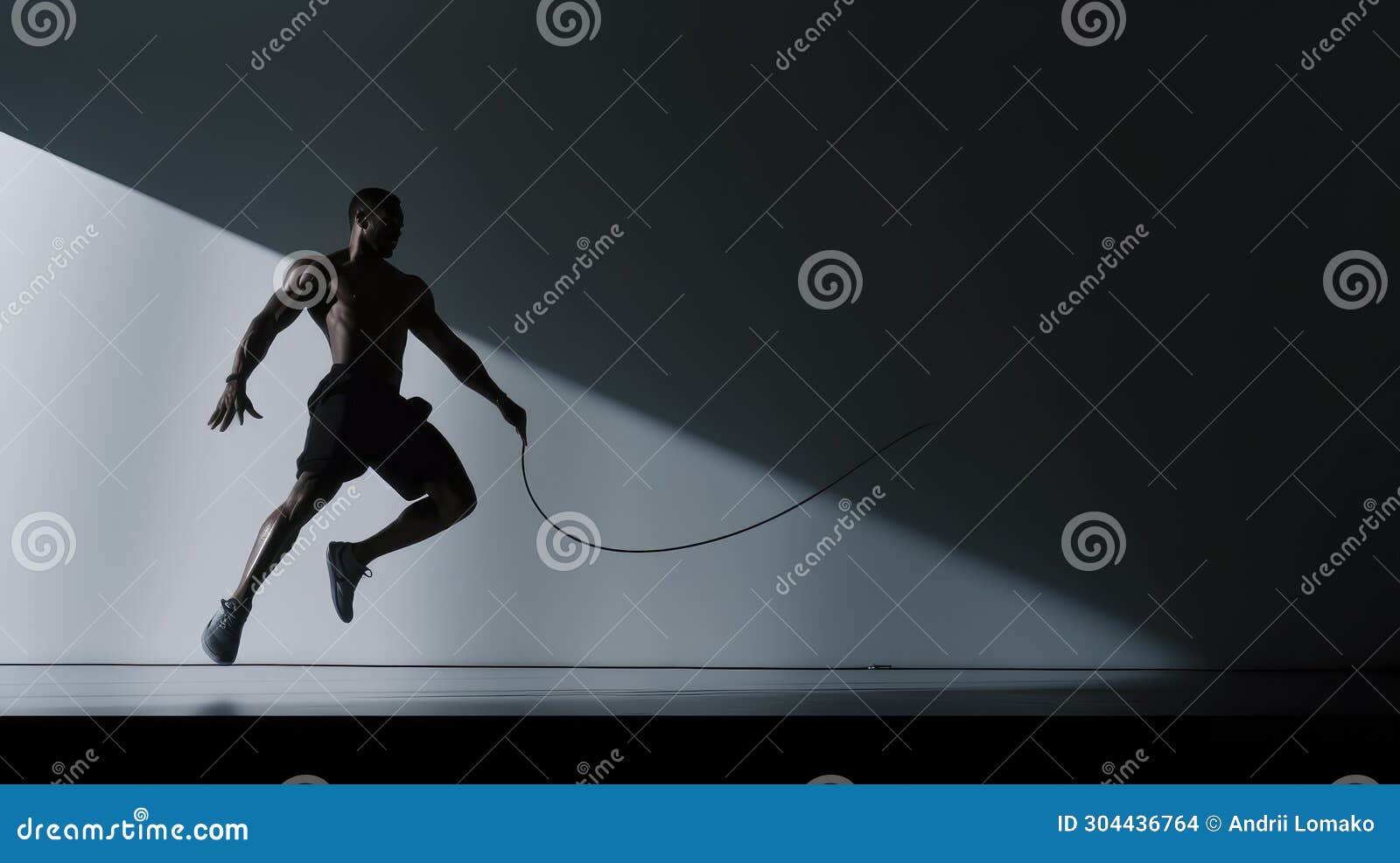 Man Jumping in the Air with Rope Stock Photo - Image of rope, jumping ...