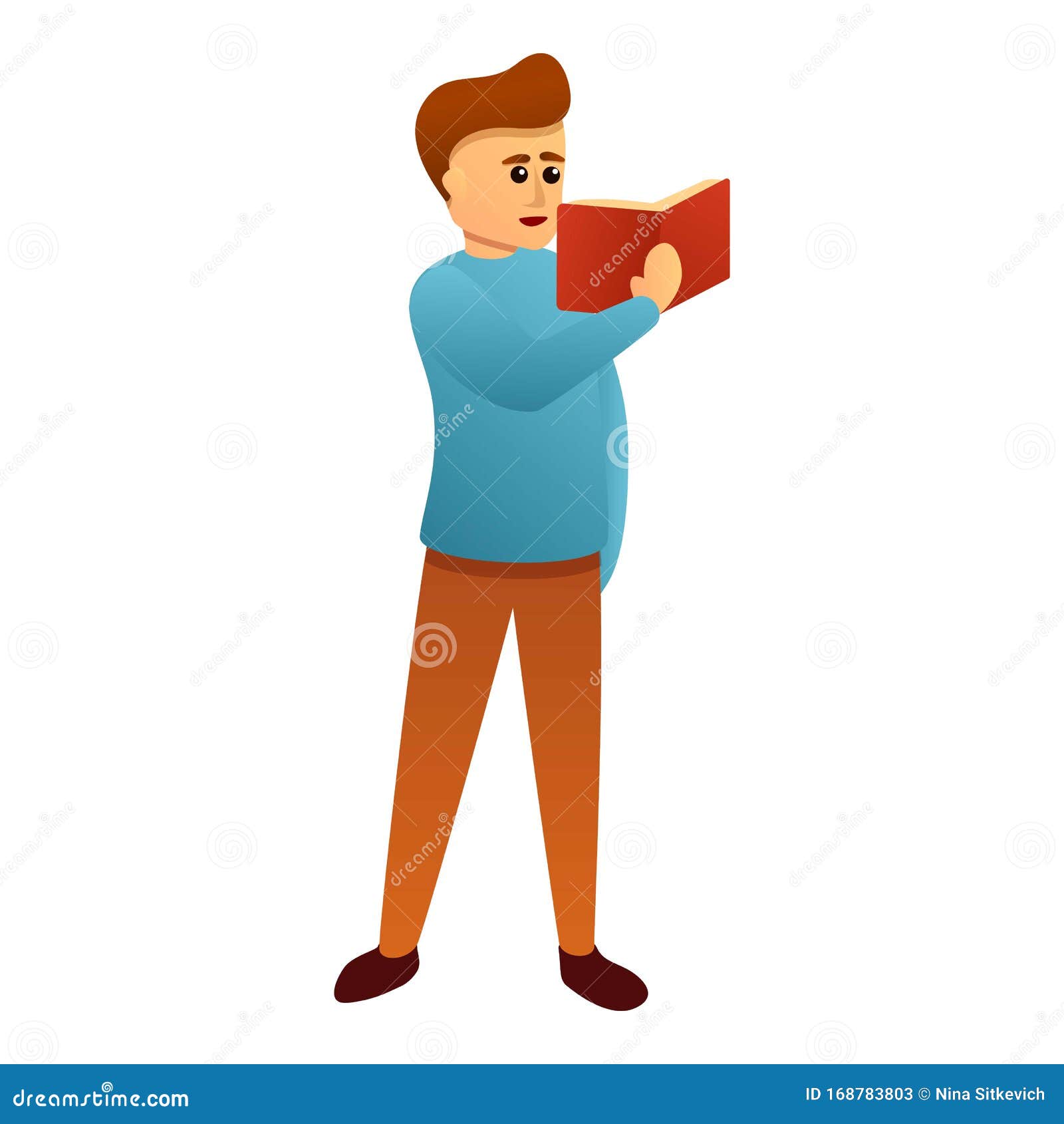 Man Learning Time Icon, Cartoon Style Stock Vector - Illustration of ...