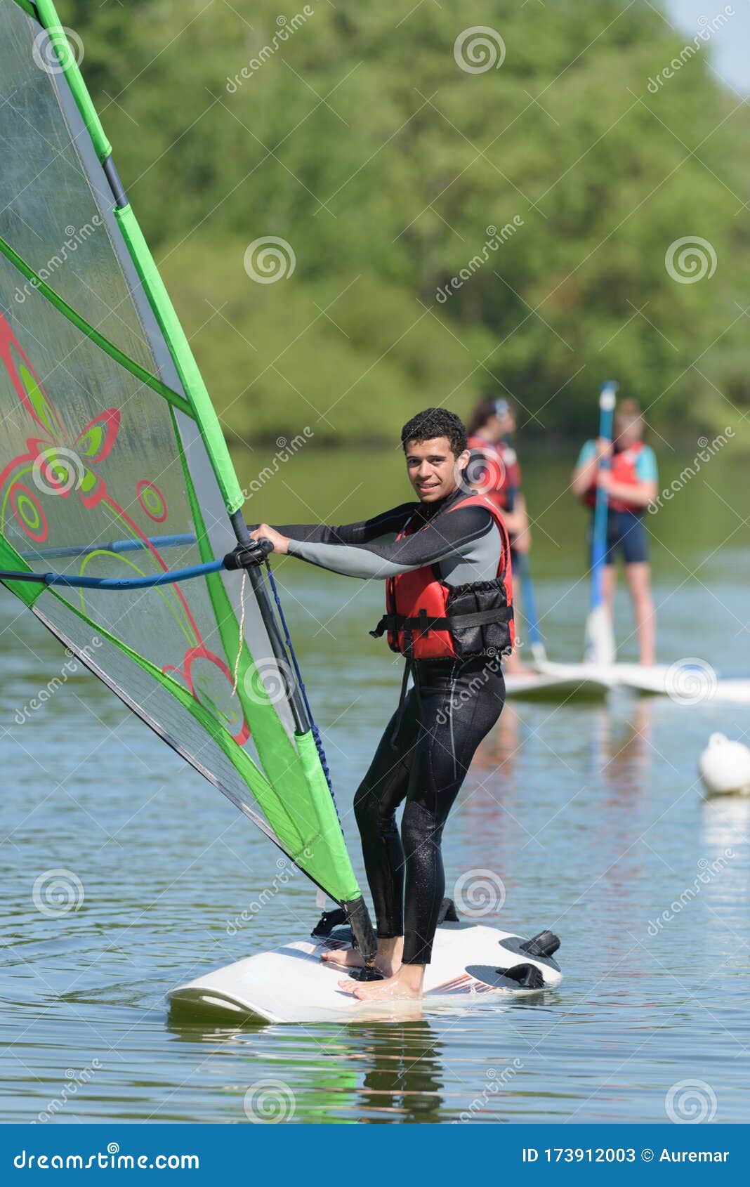 Man Learning To Do Windsurfing Stock Image - Image of learning, sports ...