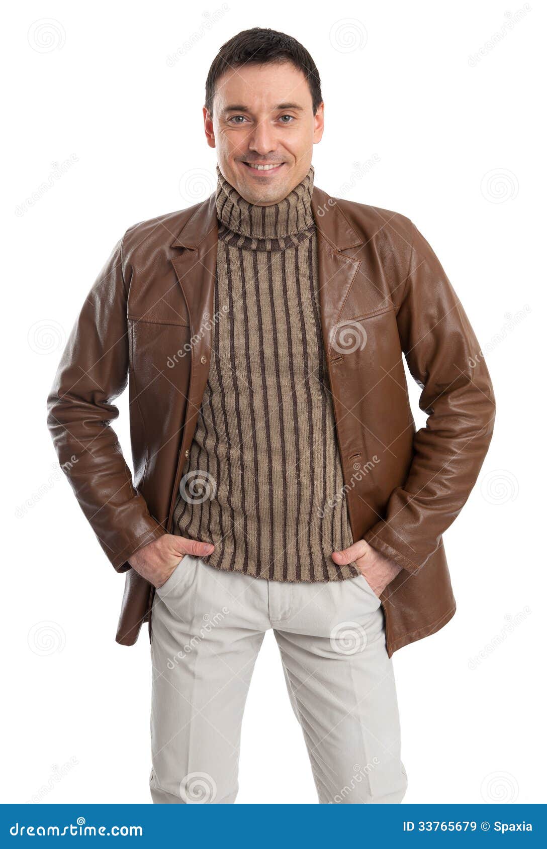 Man with leather jacket stock image. Image of casual - 33765679