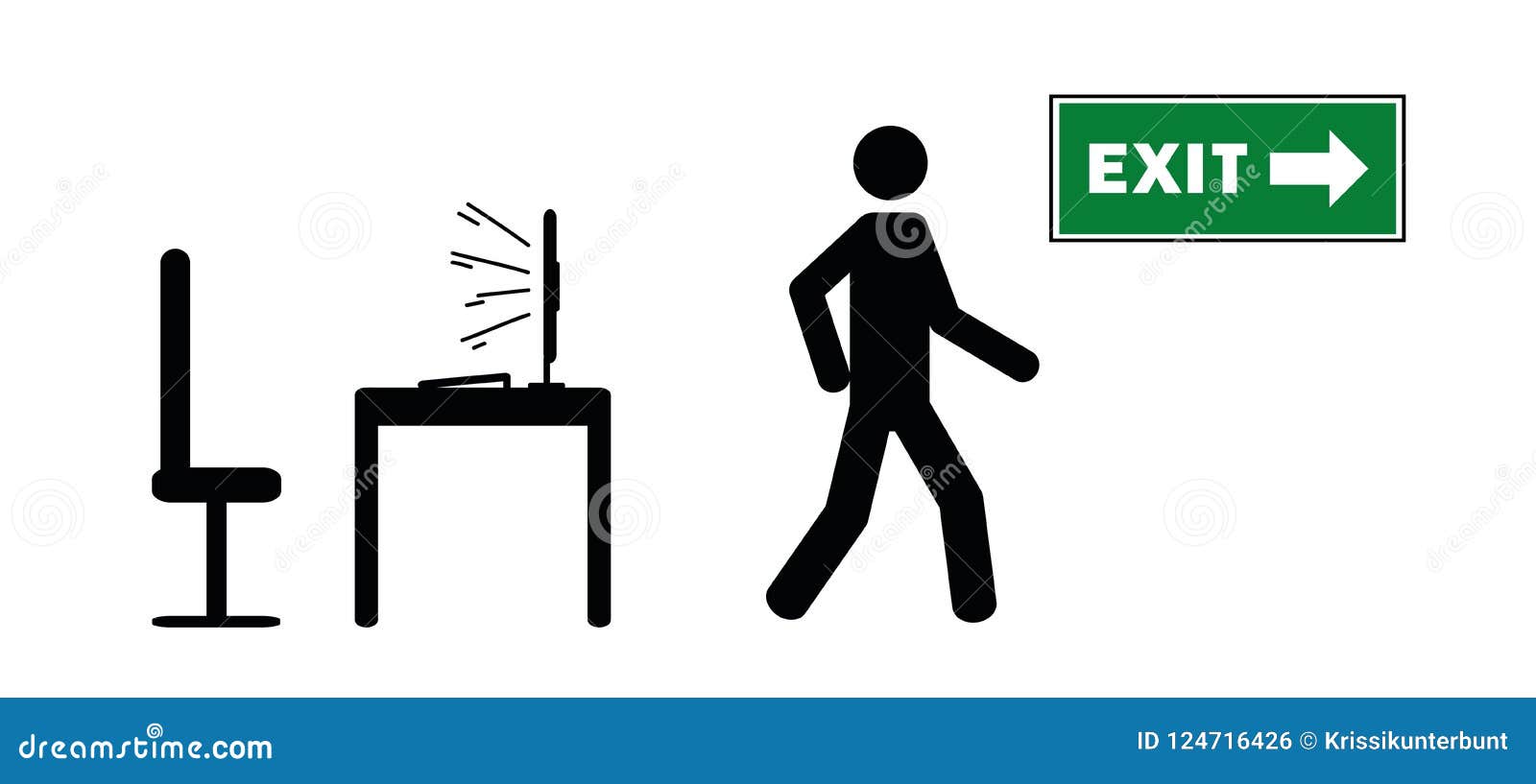Man Leaves Workplace Exit Pictogram Stock Vector - Illustration of ...