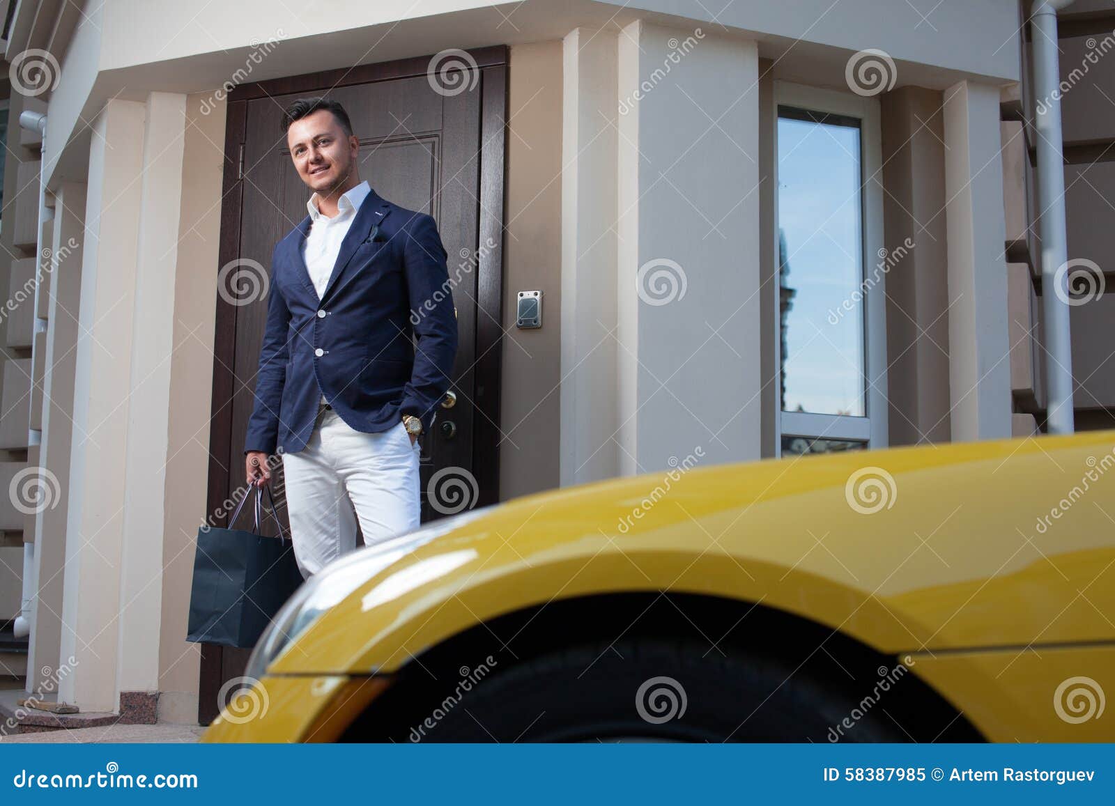 Man leaving a house stock image. Image of cabrio, driver - 58387985